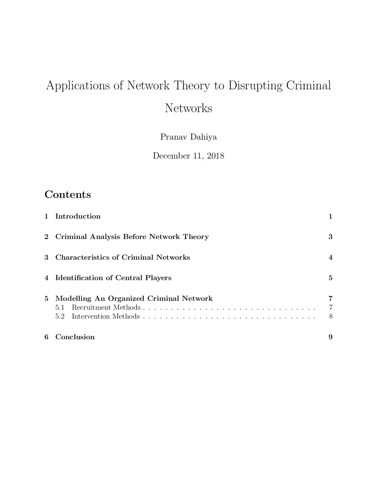 Applications of Network Theory to Disrupting Criminal Networks - Docsity