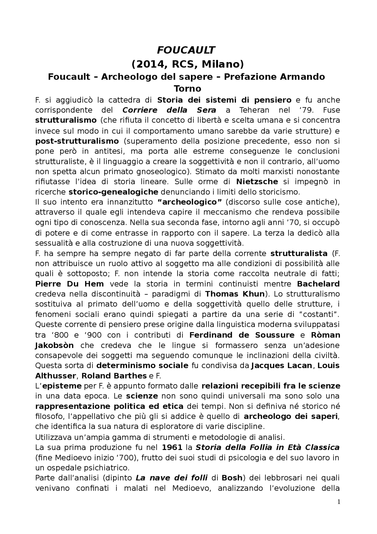Vita Di Michel Foucault Docsity