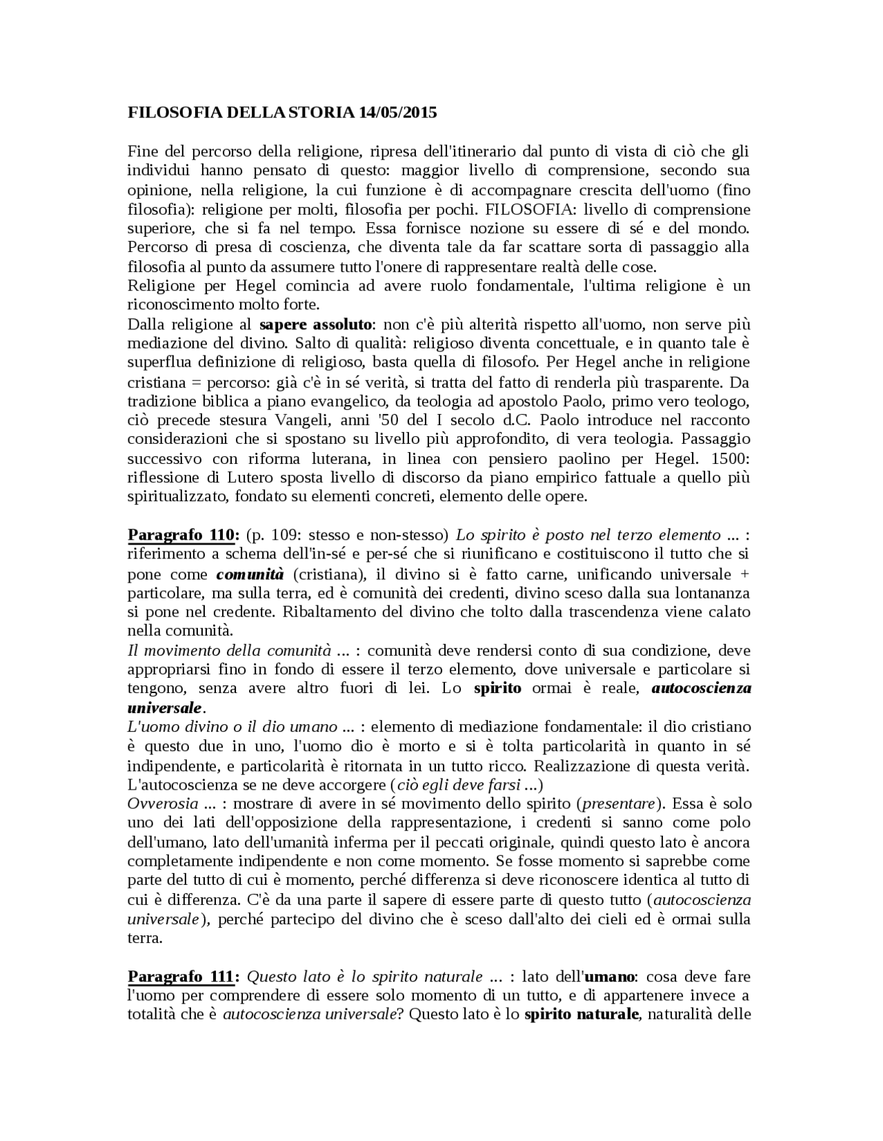 Filosofia Della Storia Appunti Appunti Di Filosofia Docsity