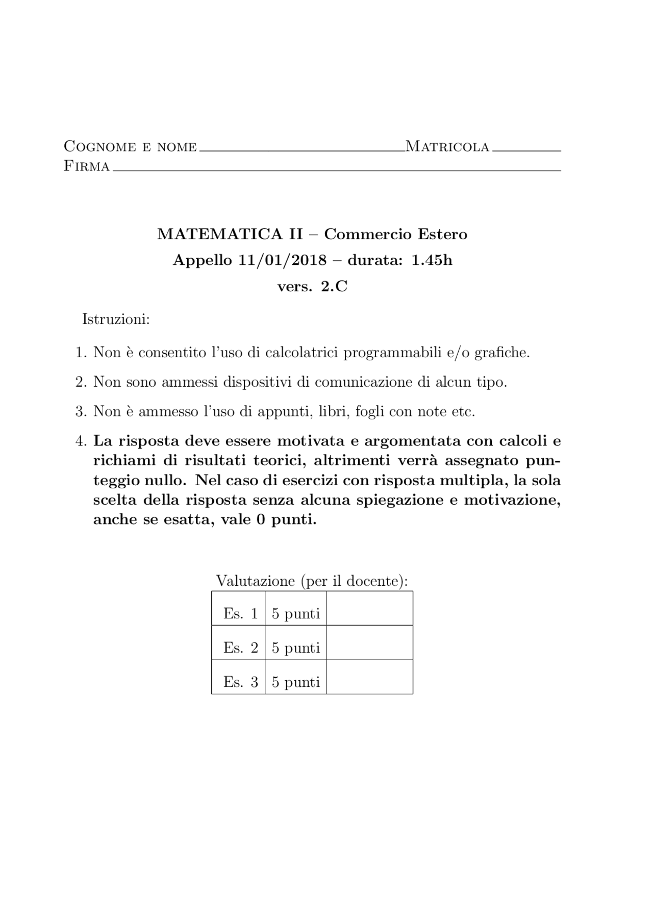 Matematica Prova Desame Prove Desame Di Matematica Generale Docsity