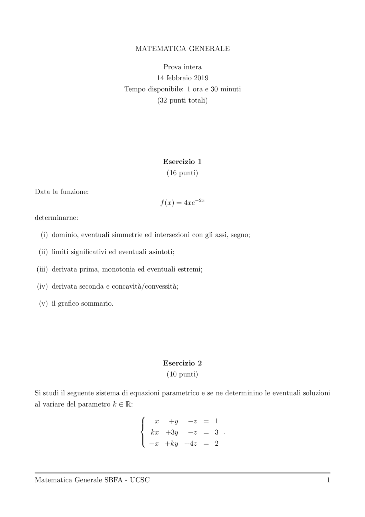 Matematica Generale Prova Desame Docsity