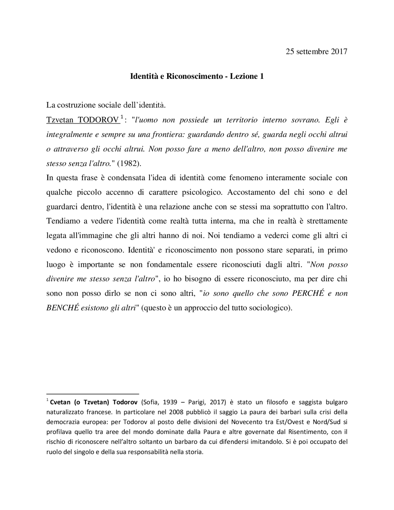 Appunti Identità E Riconoscimento Docsity