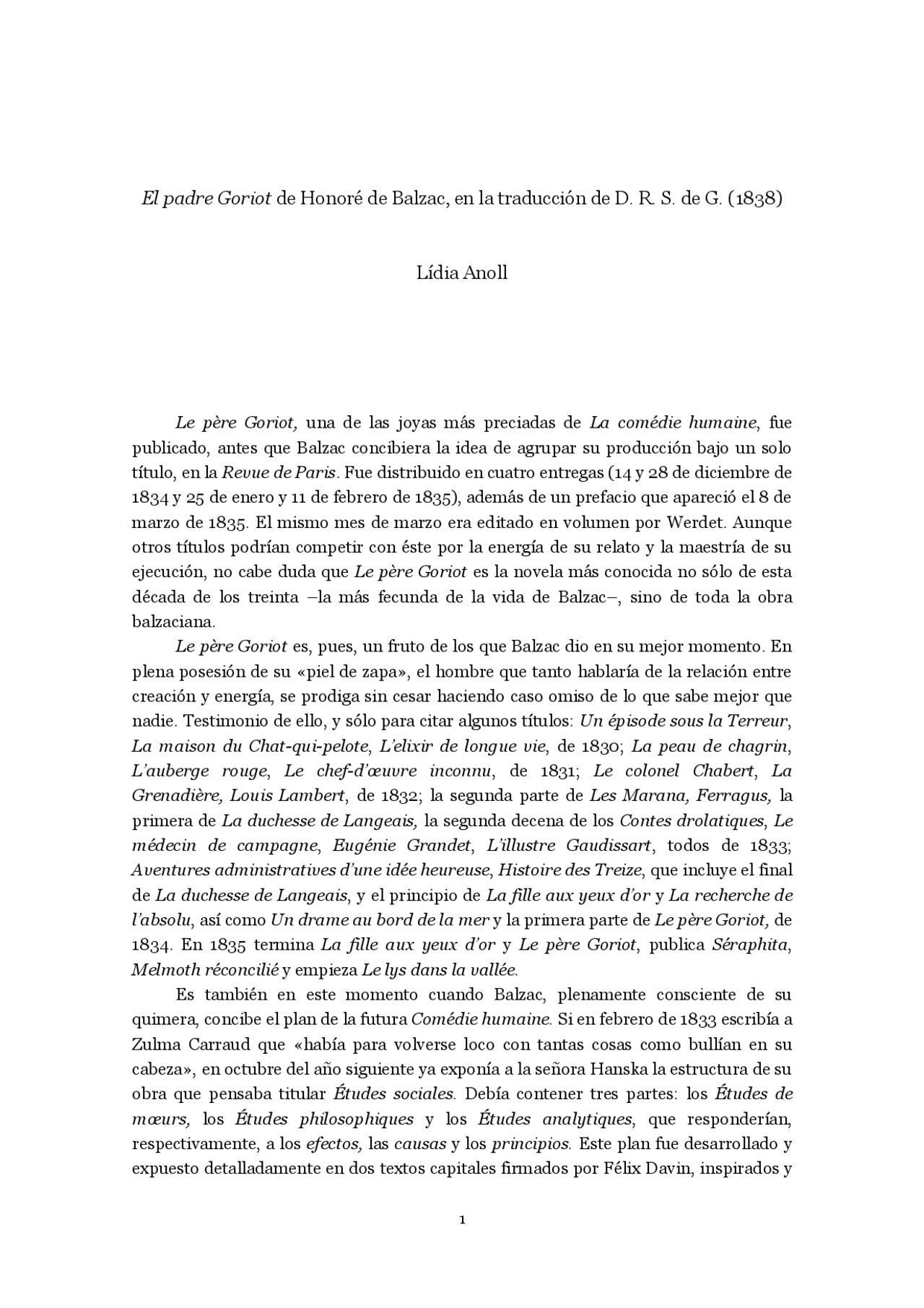 Père Goriot Chapter 1 Docsity