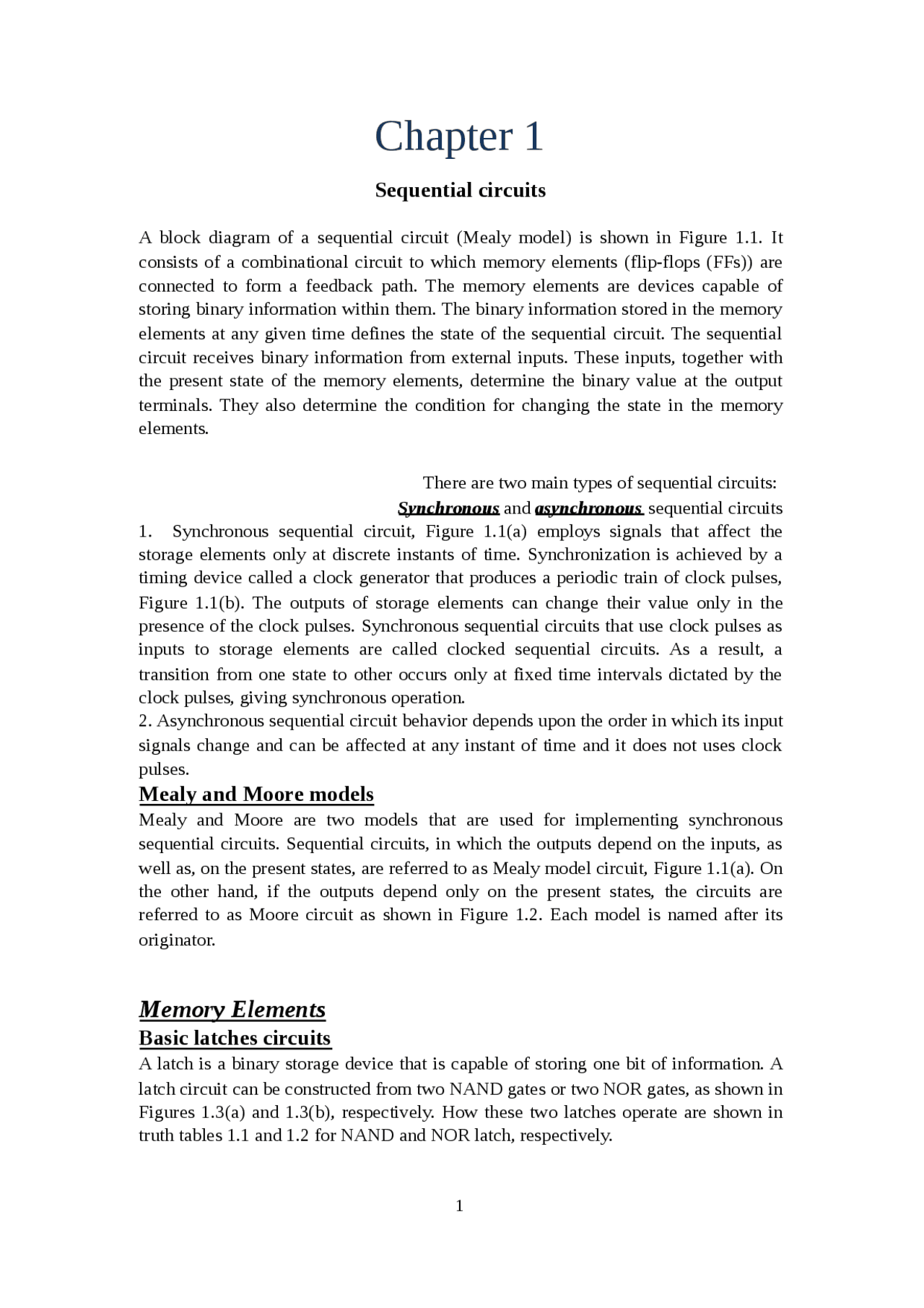 Logical Circuits Chapter 1 Notes Lecture Notes Electronic Circuits