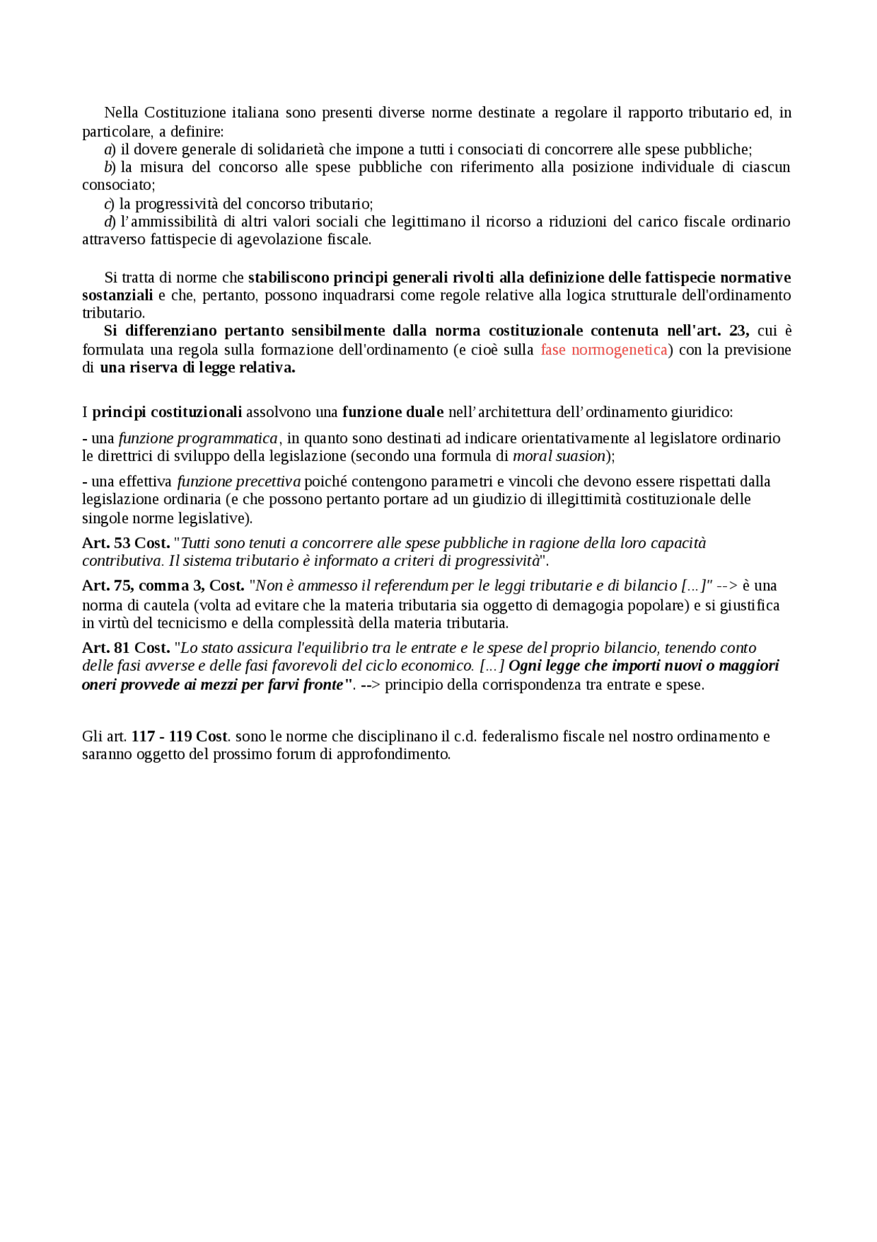 Principi Costituzionali Docsity