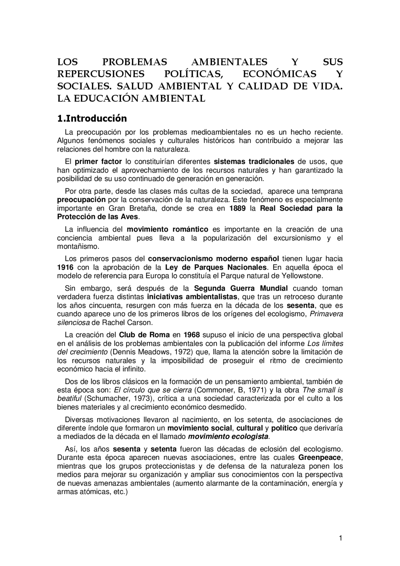 Salud Ambiental Y Su Origen Docsity