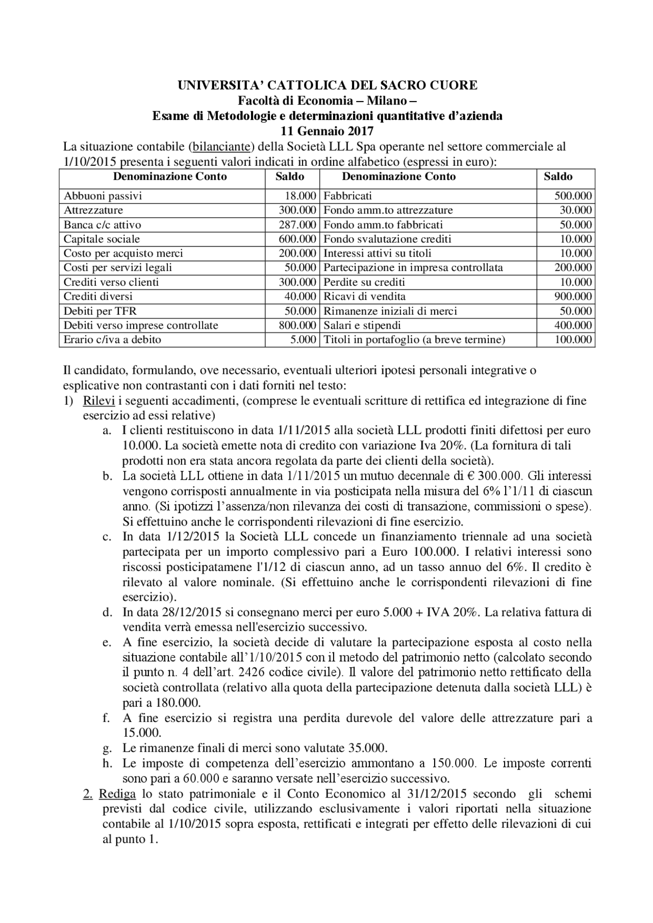 Metodologie E Determinazioni Quantitative Dazienda Docsity