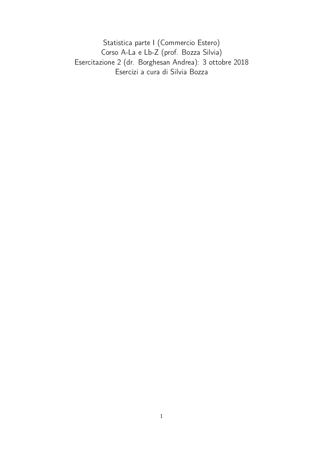Esercizi Di Statistica Docsity