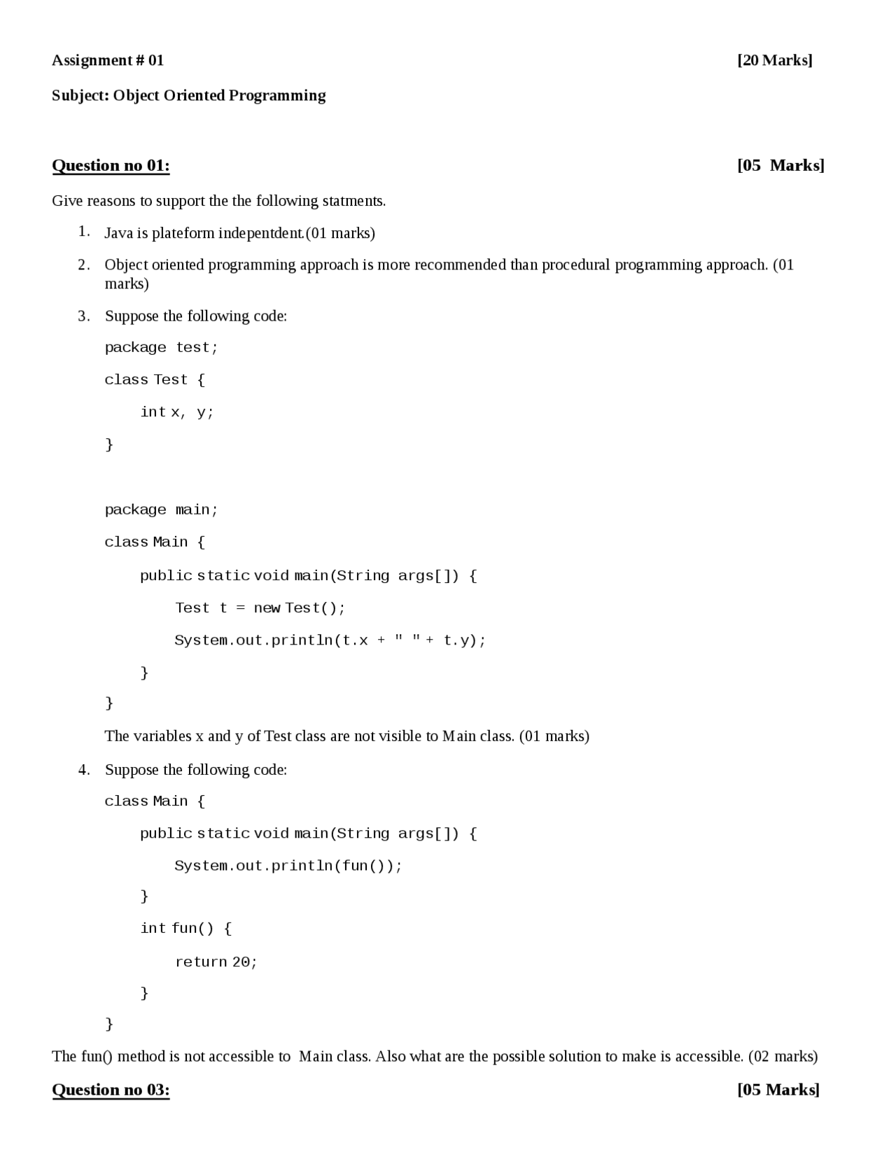 Object Oriented Programming Assignment Docsity 5803