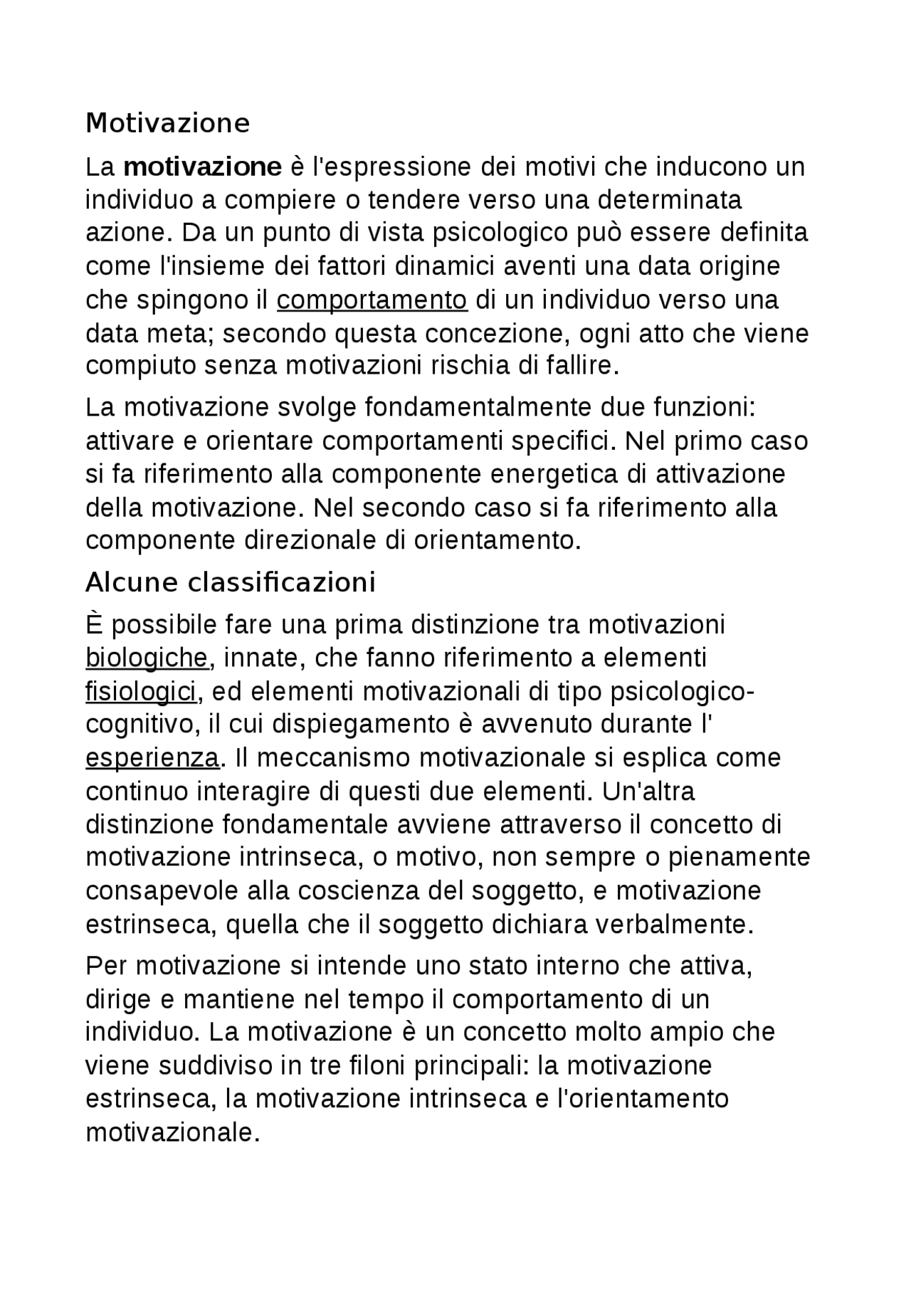 La Motivazione E Le Varie Teorie Docsity