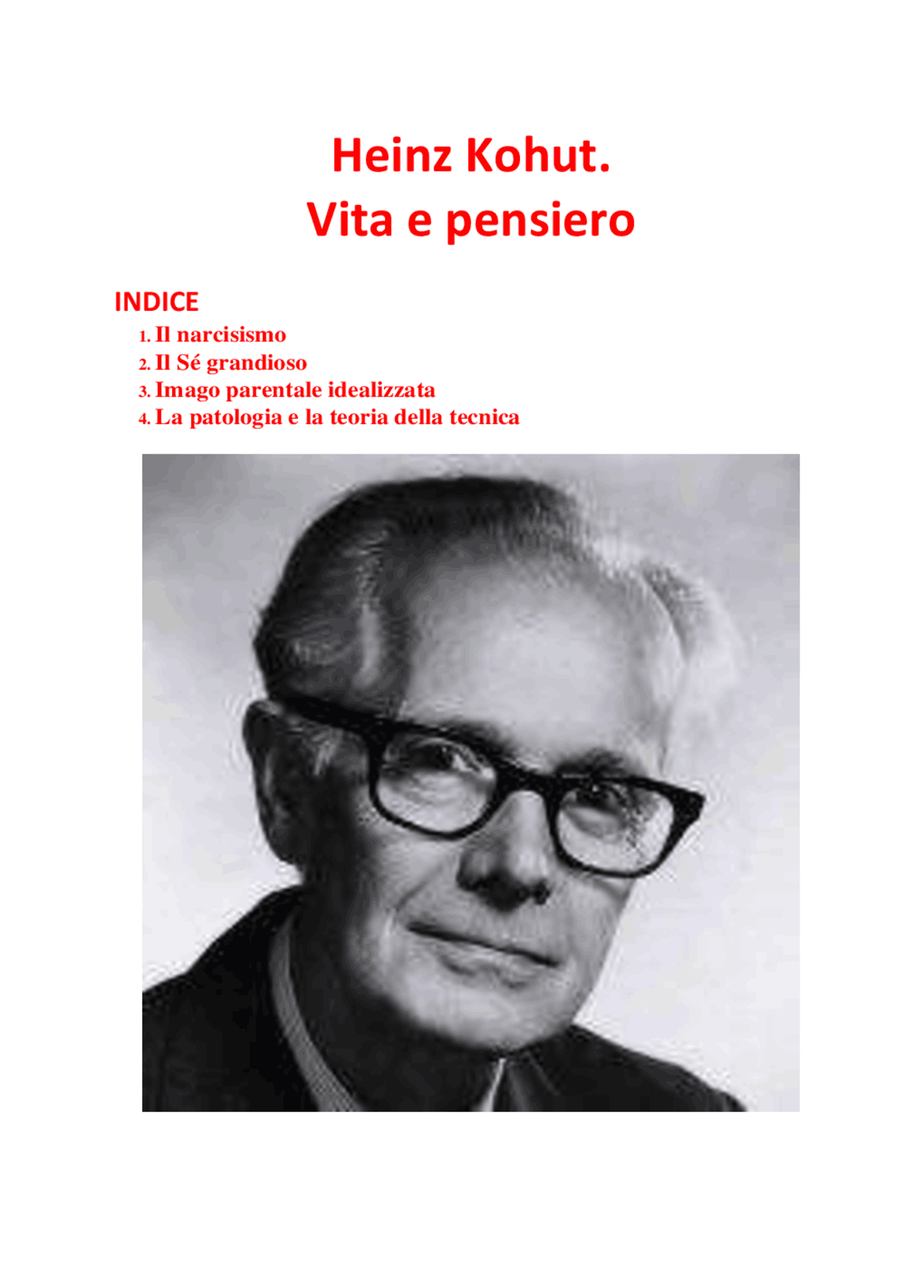 Heinz Kohut Il Pensiero Docsity