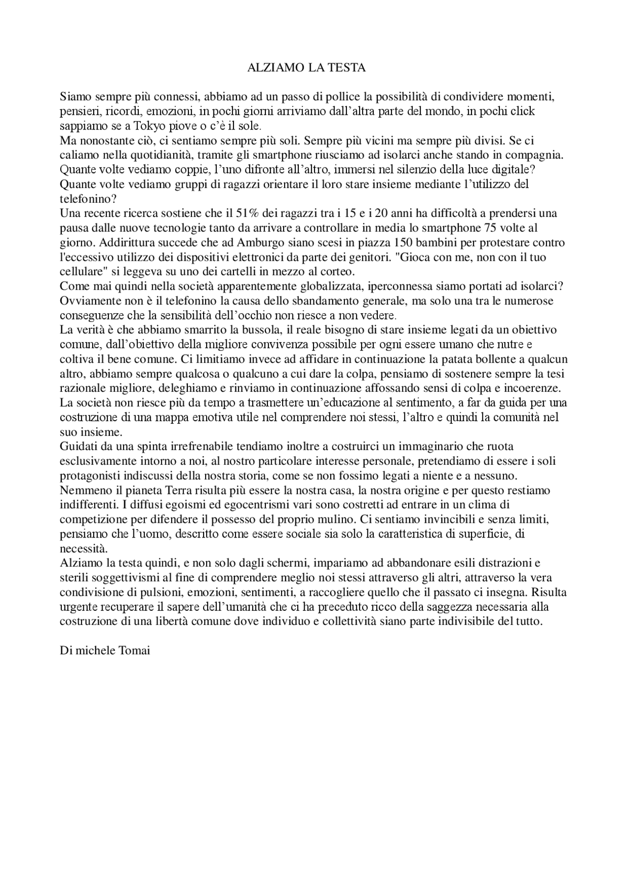 Alziamo La Testa Docsity