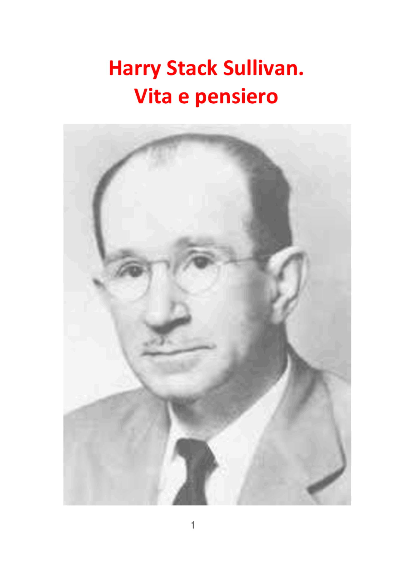 Harry Stack Sullivan: il pensiero - Docsity