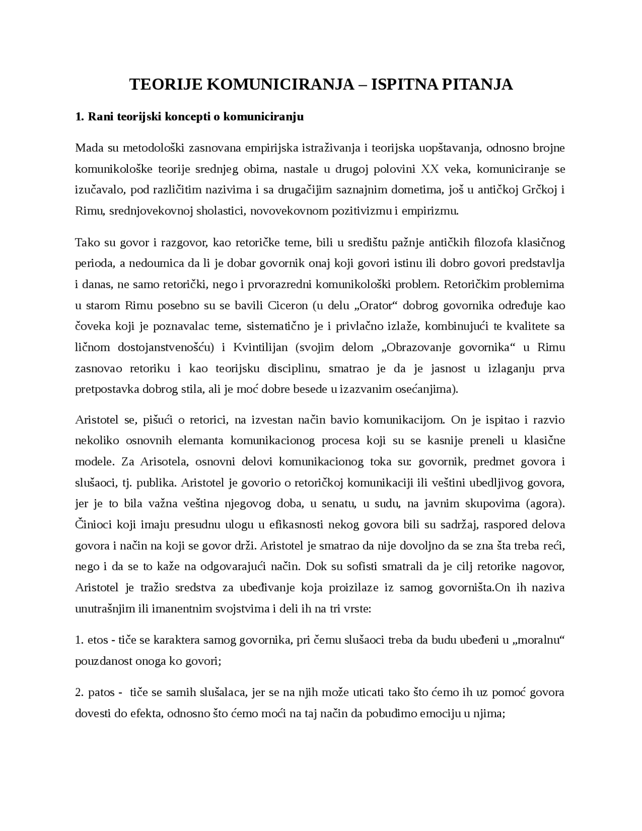 Teorije Komuniciranja Rezime Predlog Komunikacija U Nastavi Docsity