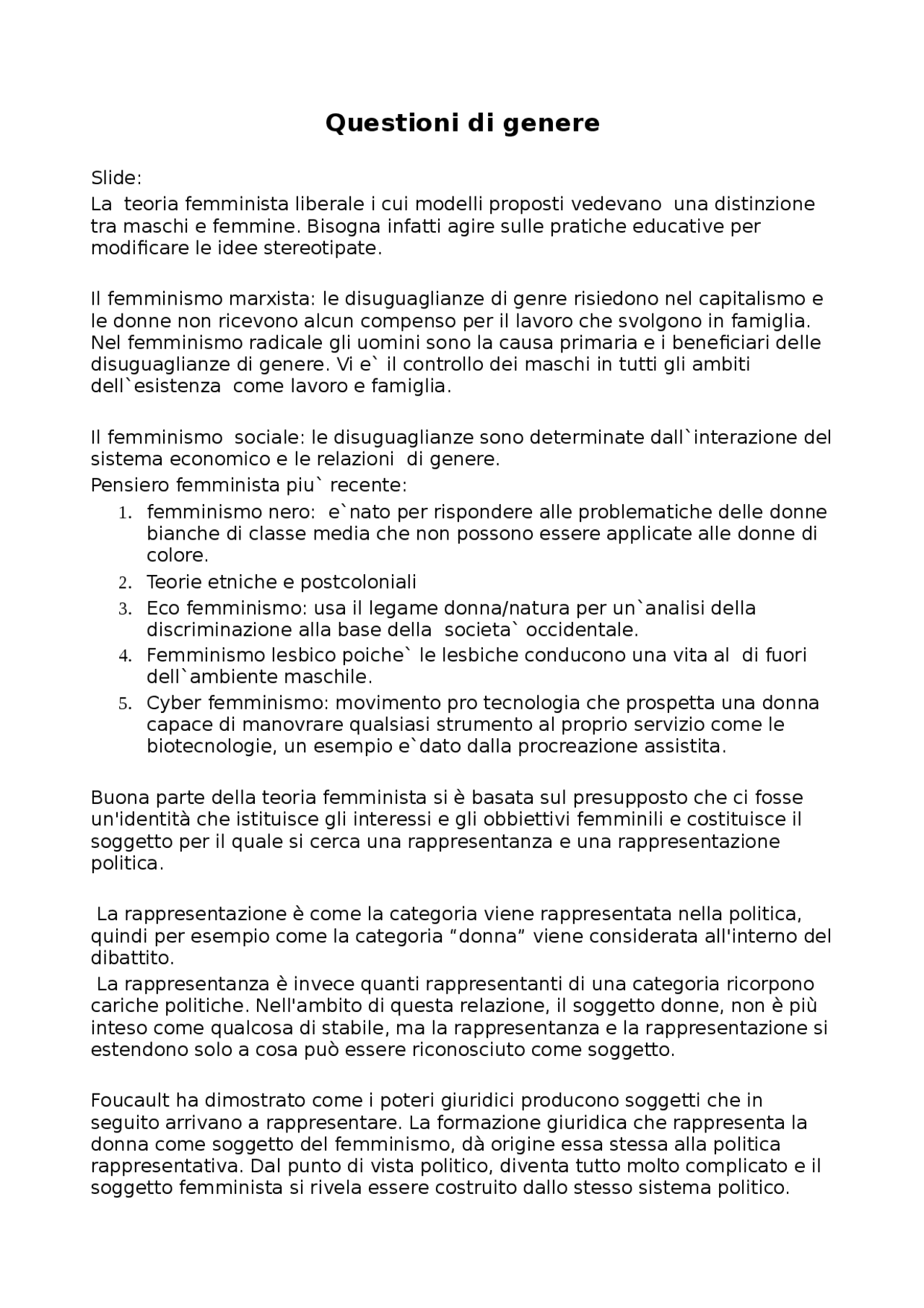 Riassunto Del Libro Questioni Di Genere Docsity