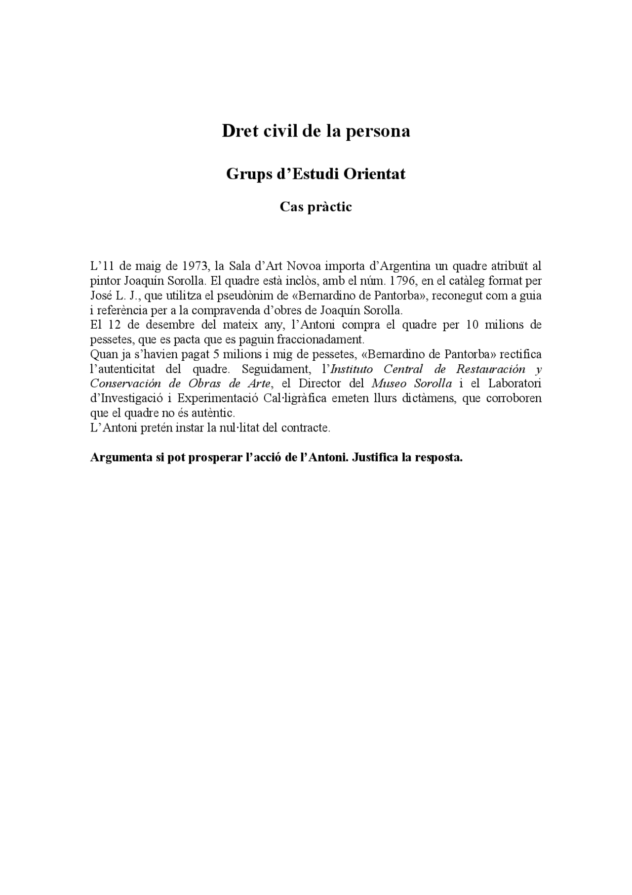 Civil 1 Casos Prácticos Docsity