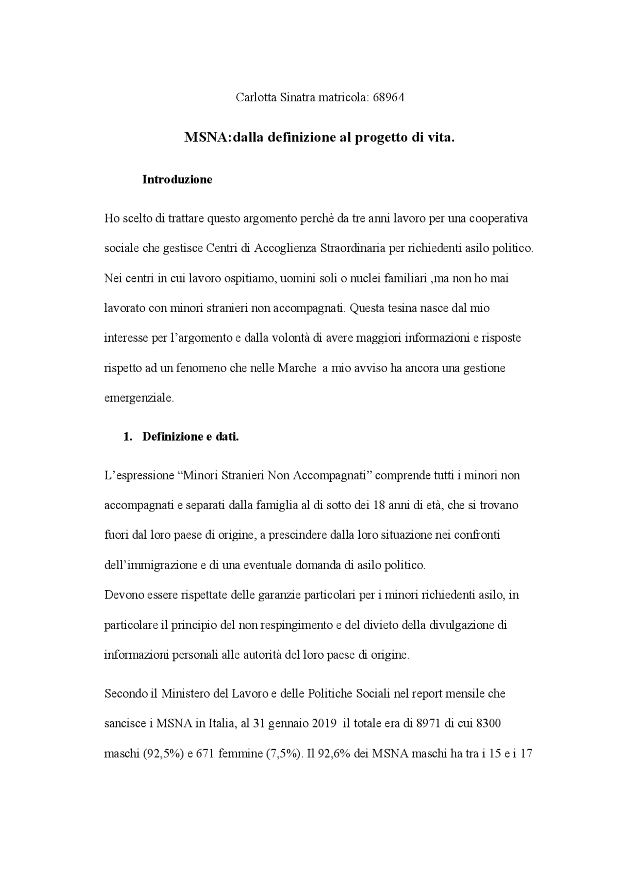 Minori Stranieri Non Accompagnati Tesine Universitarie Di