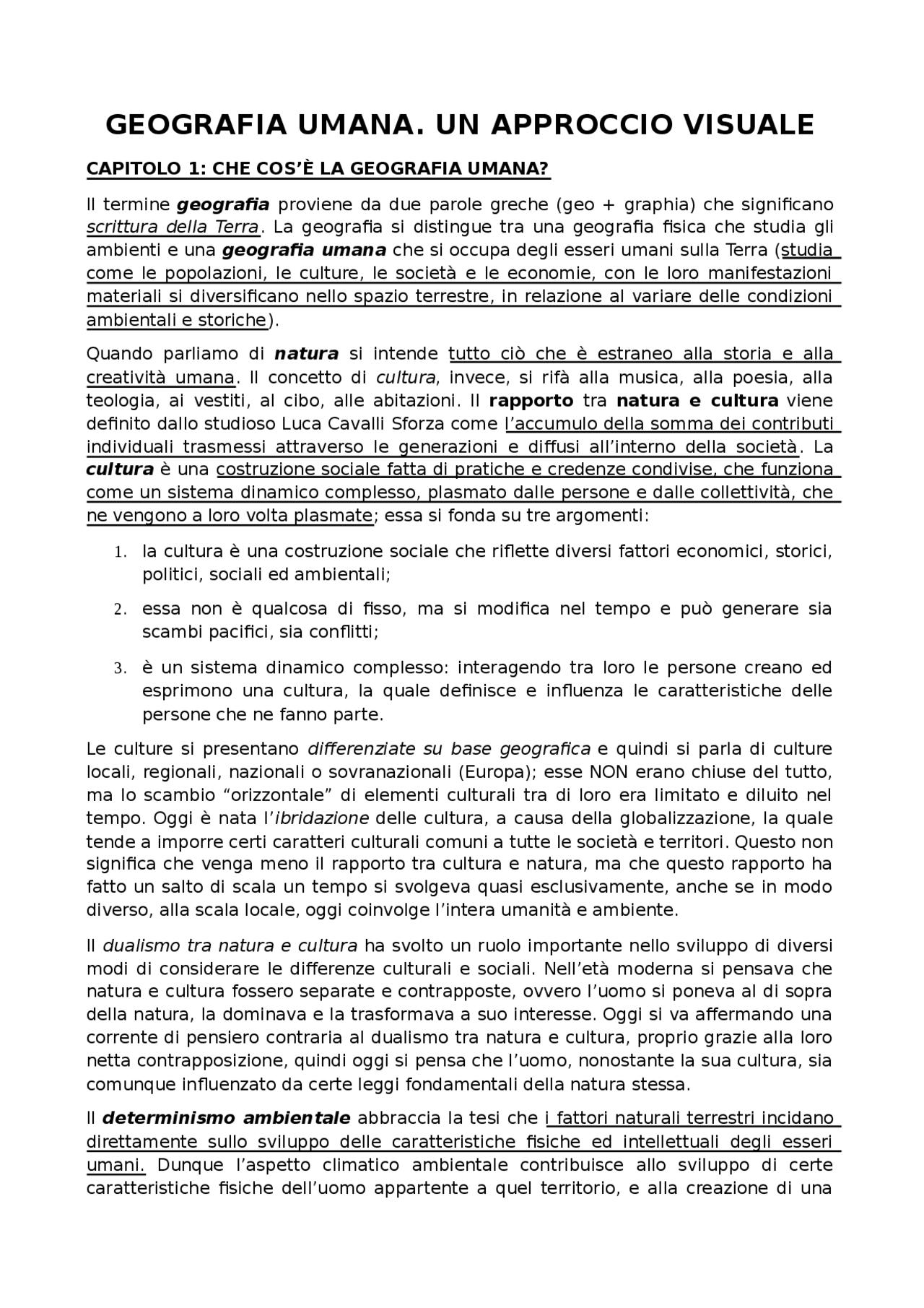 Riassunto Geografia Umana Un Approccio Visuale Docsity