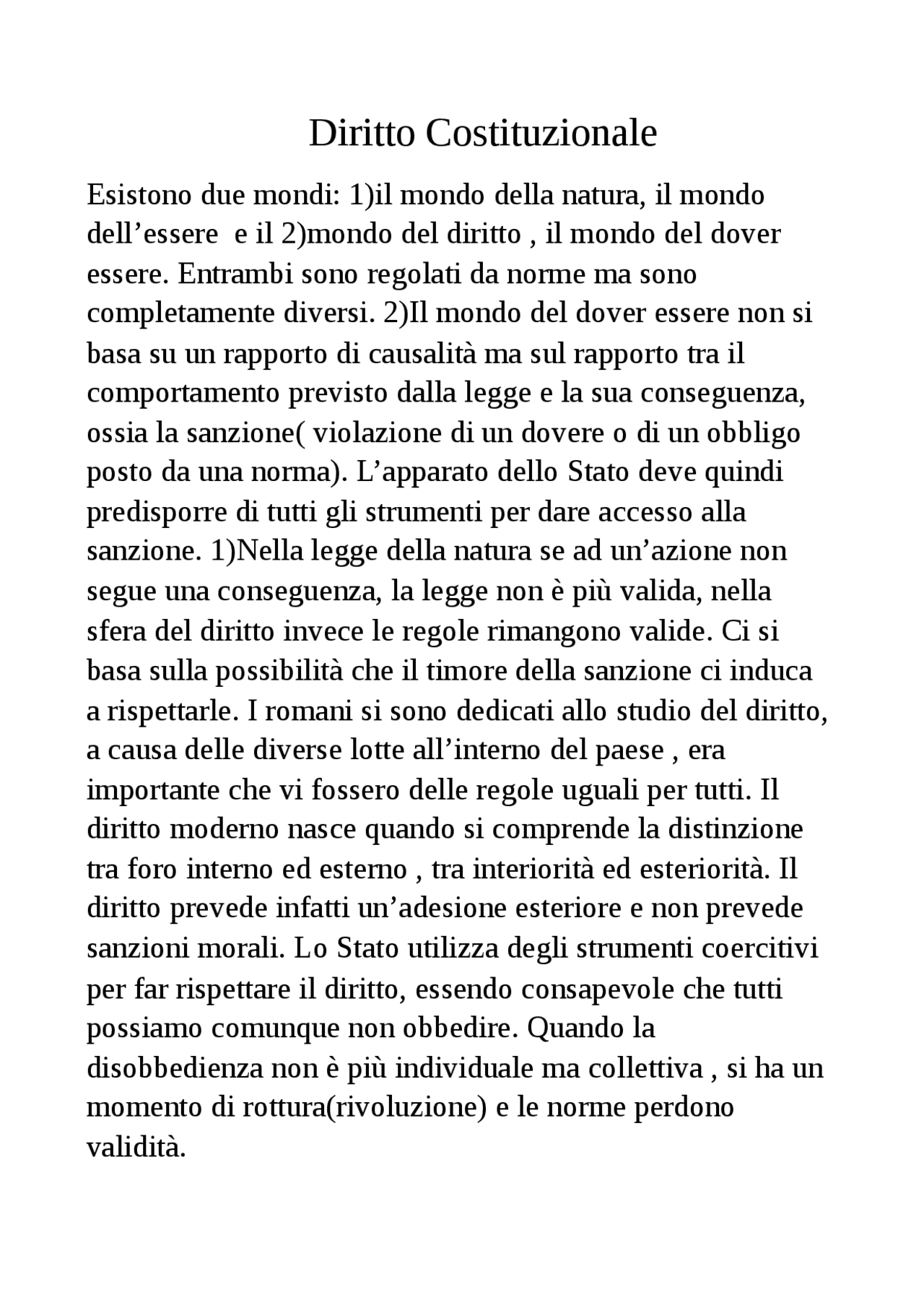Riassunto Diritto Costituzionale Docsity