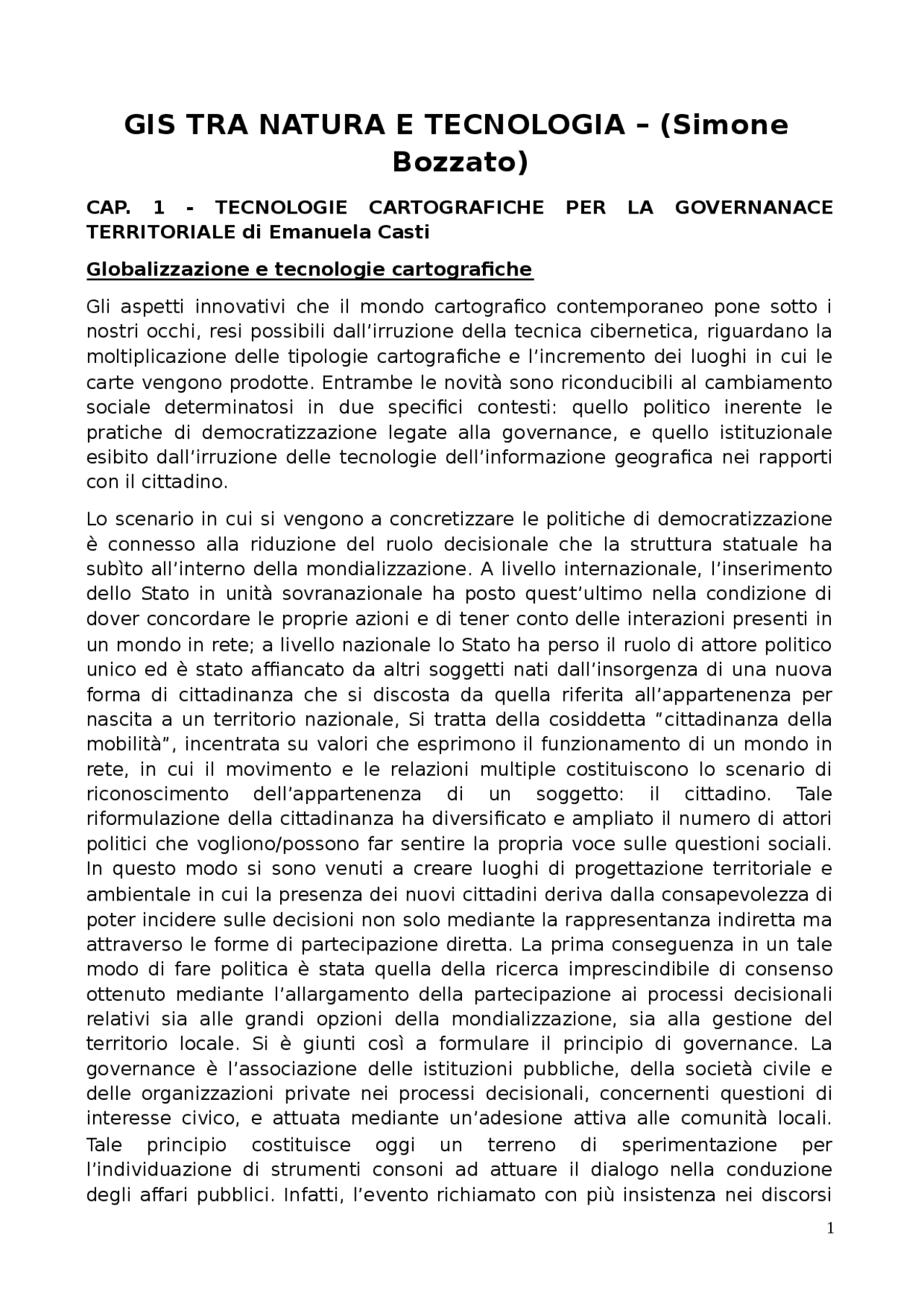 Riassunto Gis Tra Natura E Tecnologia Docsity