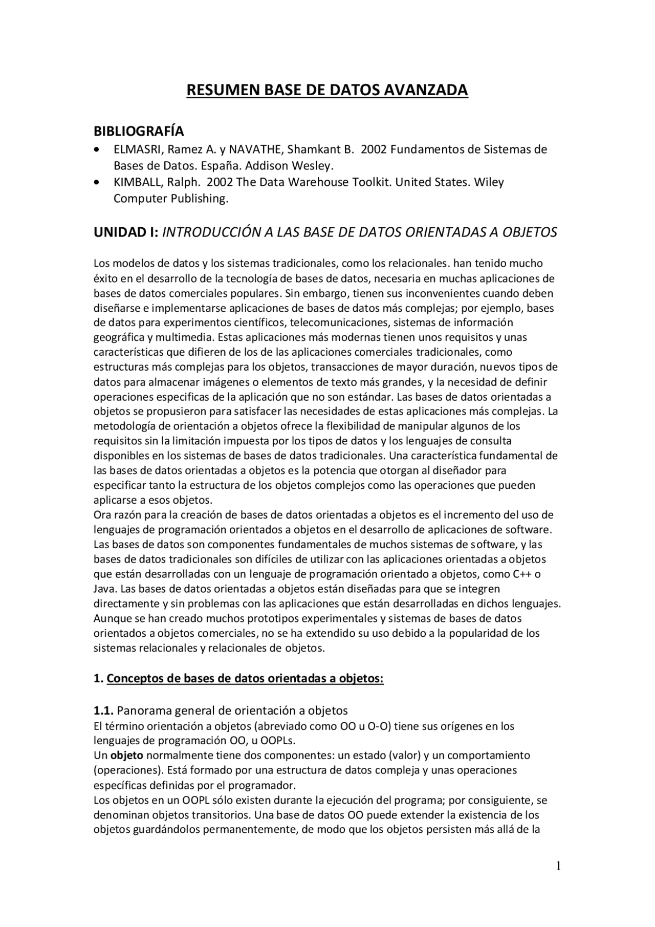 Apuntes Base De Datos Avanzada Docsity