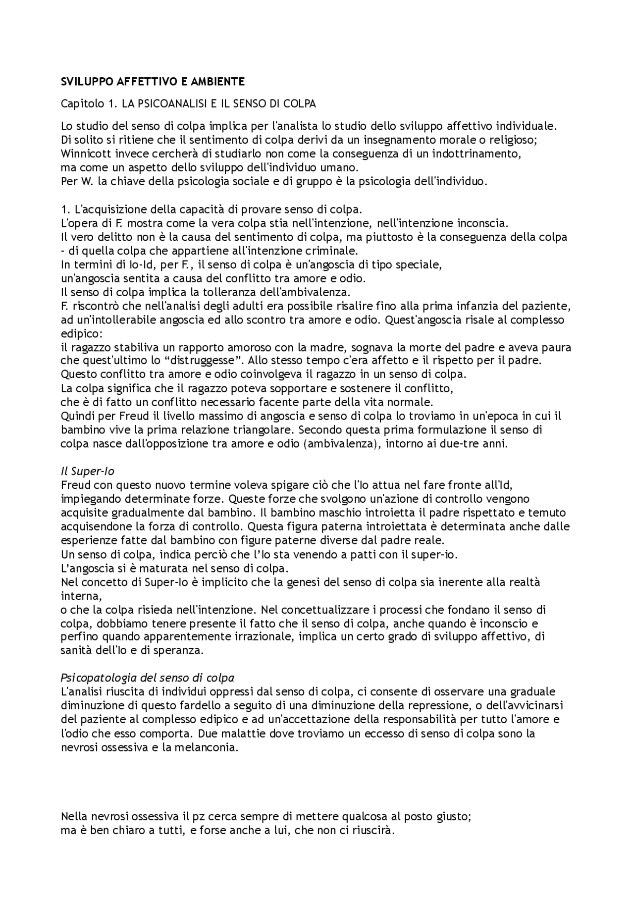 Sviluppo Affettivo E Ambiente Dwinnicott Armando Editore 2002 Docsity