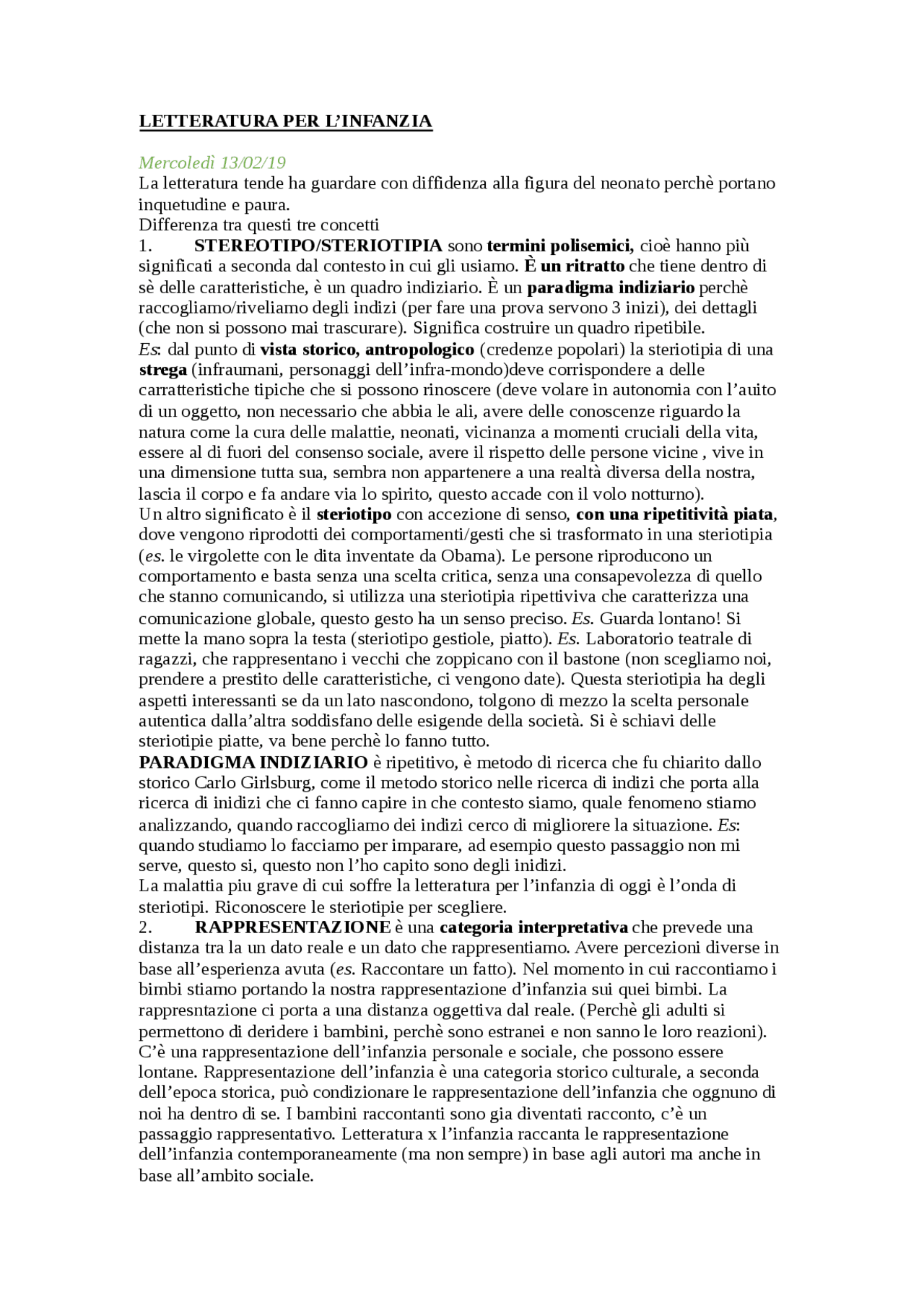 Appunti Letteratura Per Linfanzia Università Di Bologna Unibo Docsity