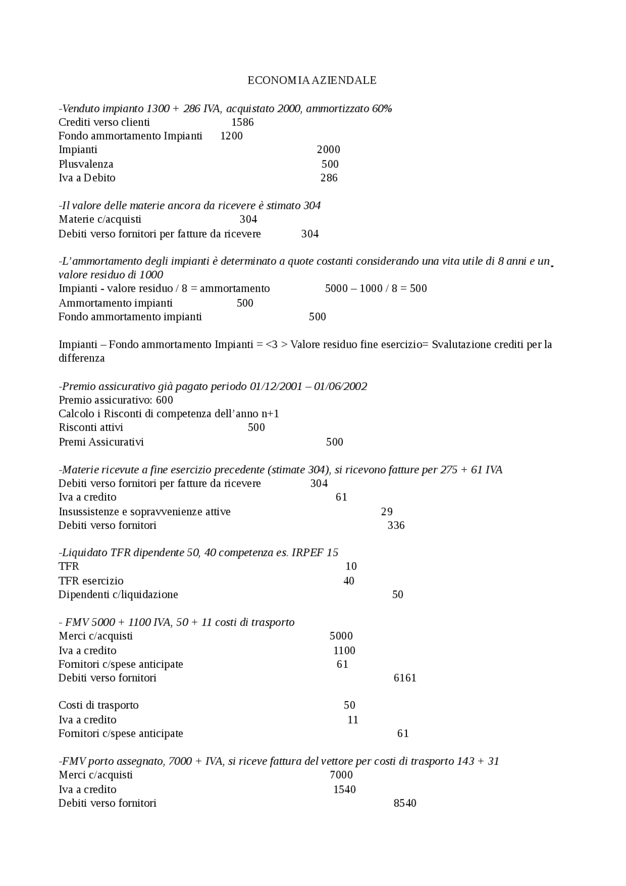Contabilità E Bilancio Docsity