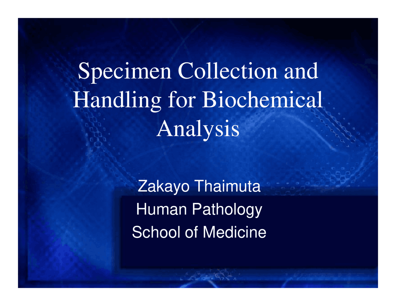 Clinical specimen collection - Docsity