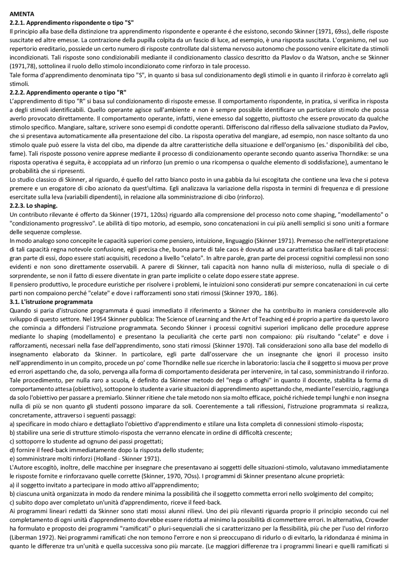 Amenta I Processi Osservativi Docsity