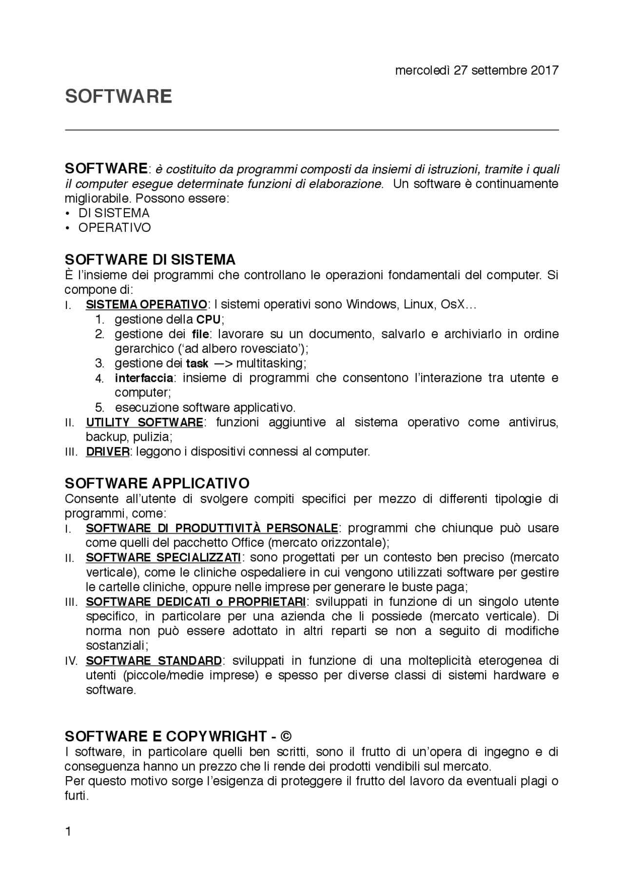 I Software Descrizione E Applicazione Docsity