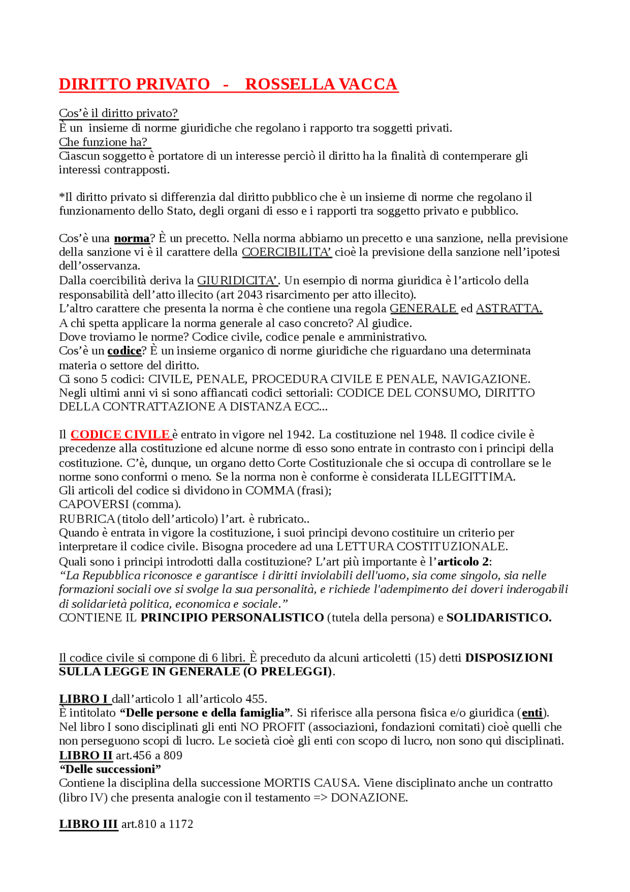 Appunti Di Diritto Privato Docsity