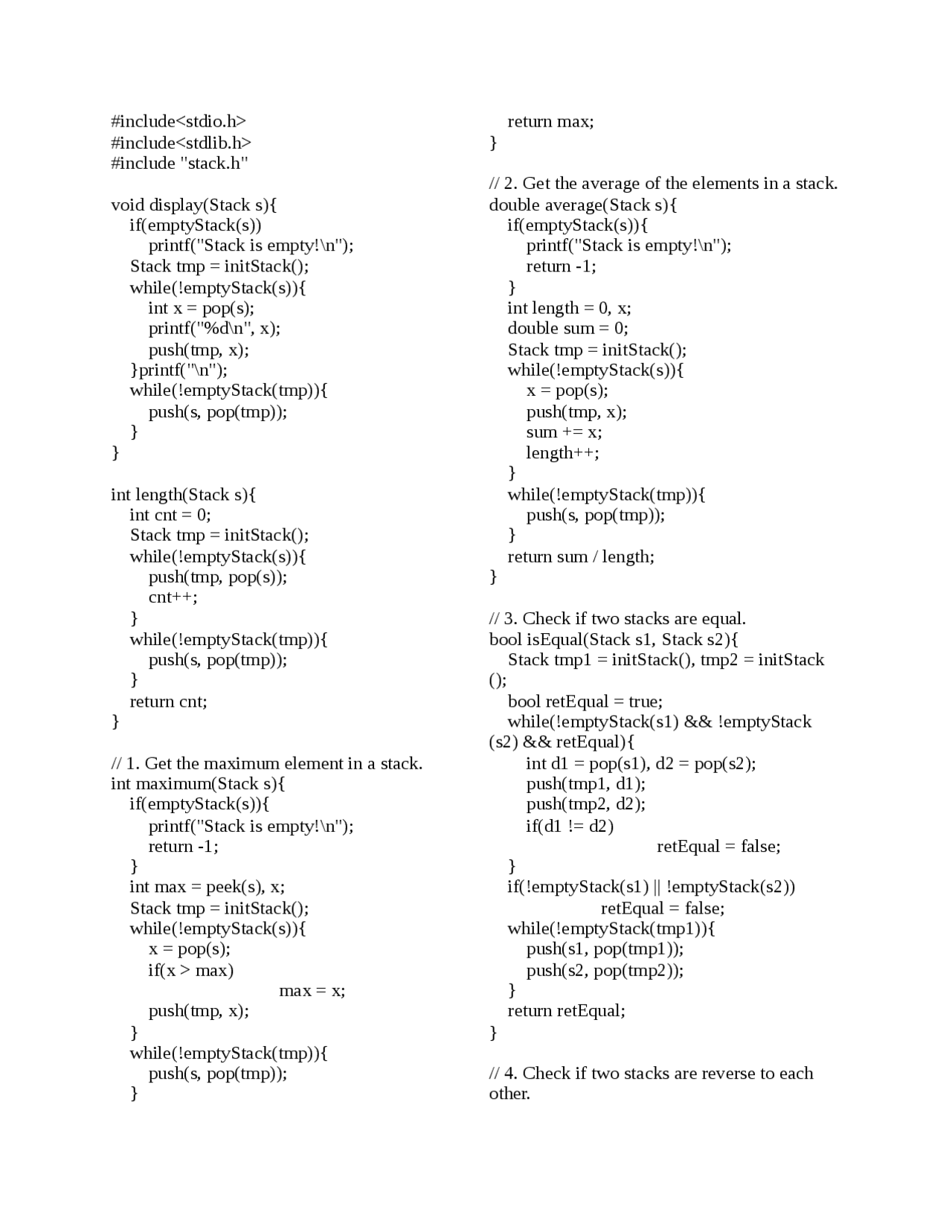 Stack Data Structure Docsity
