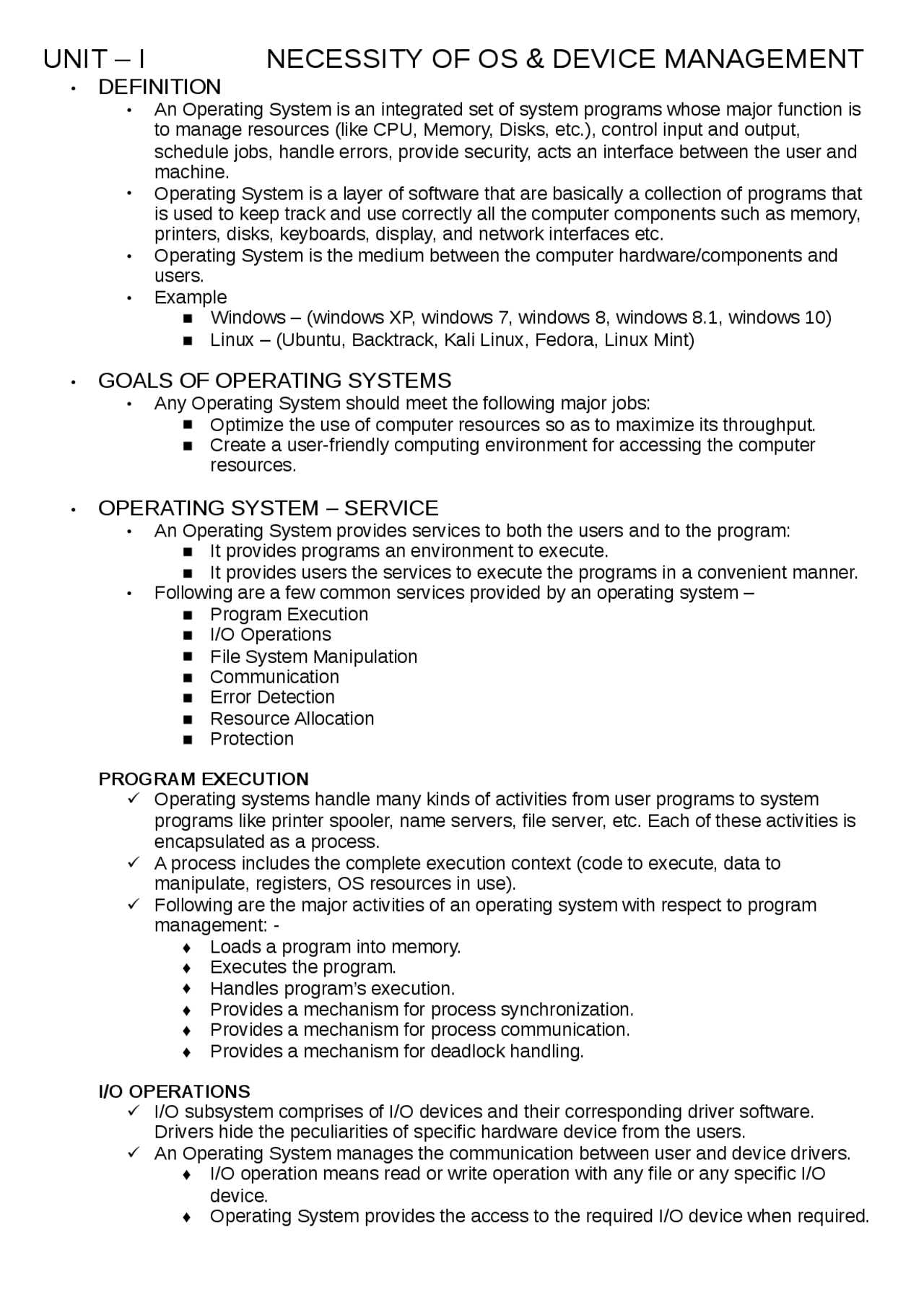 Unit 1 Operating System Docsity