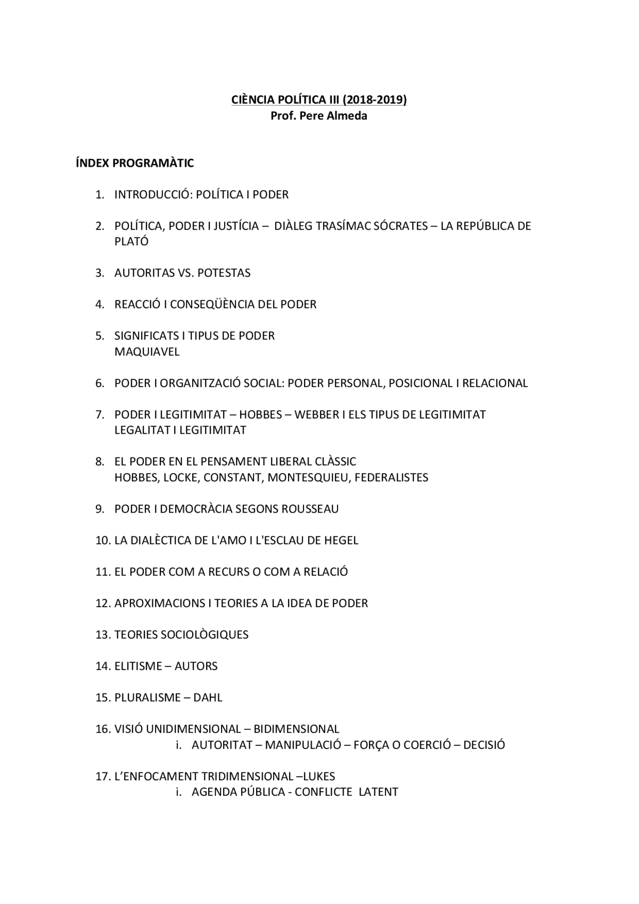 Index Ciència Política Iii Docsity