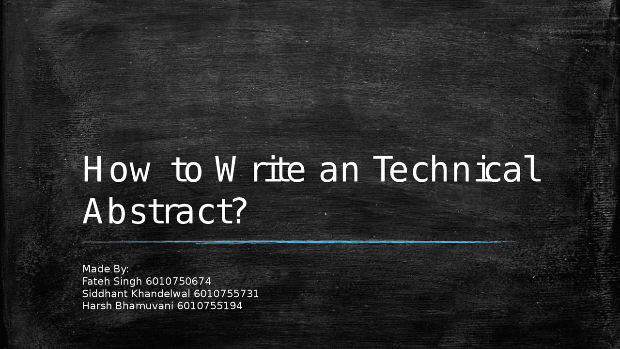 How to write a technical abstract - Docsity