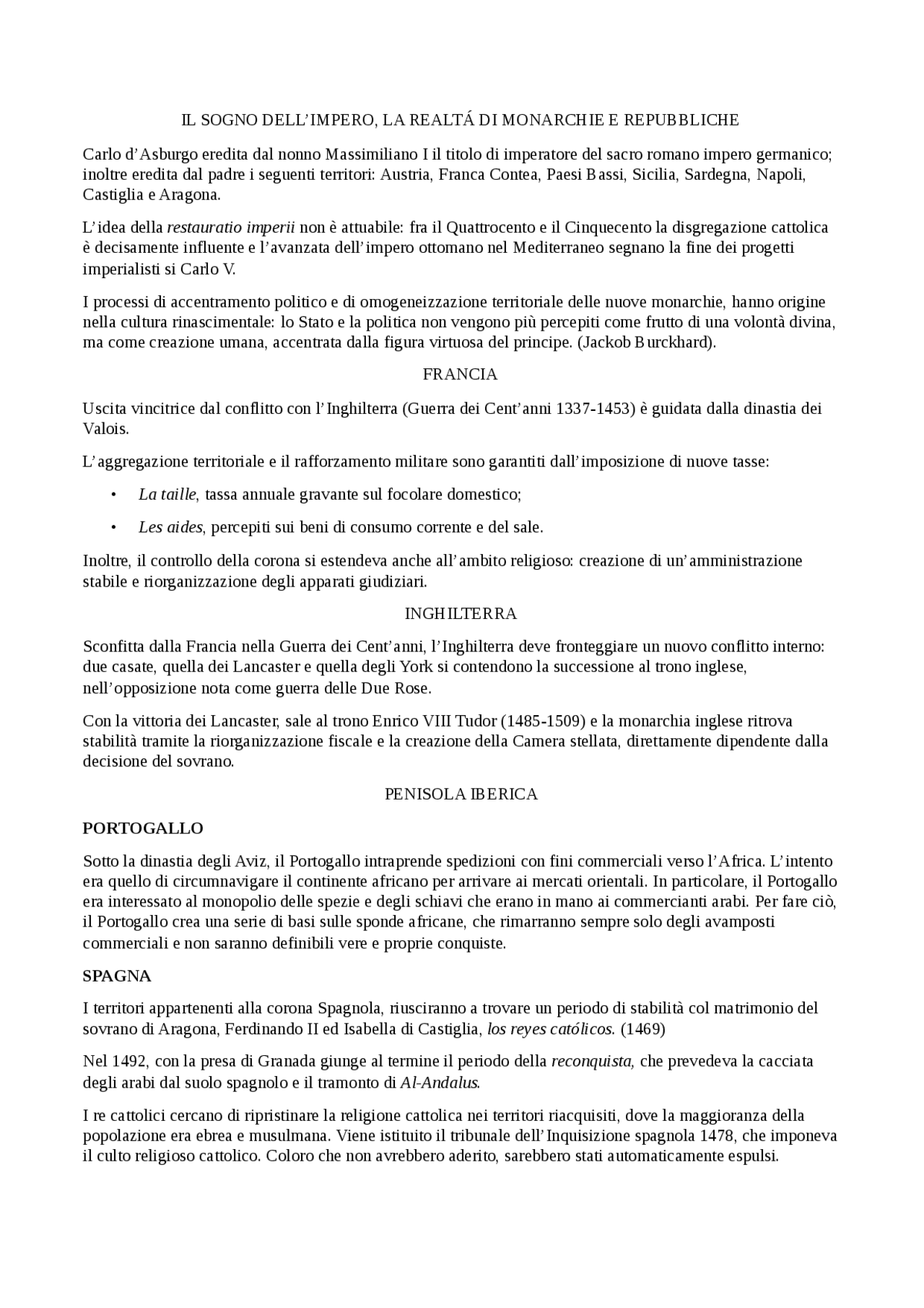 La Storia Moderna Benigno Docsity