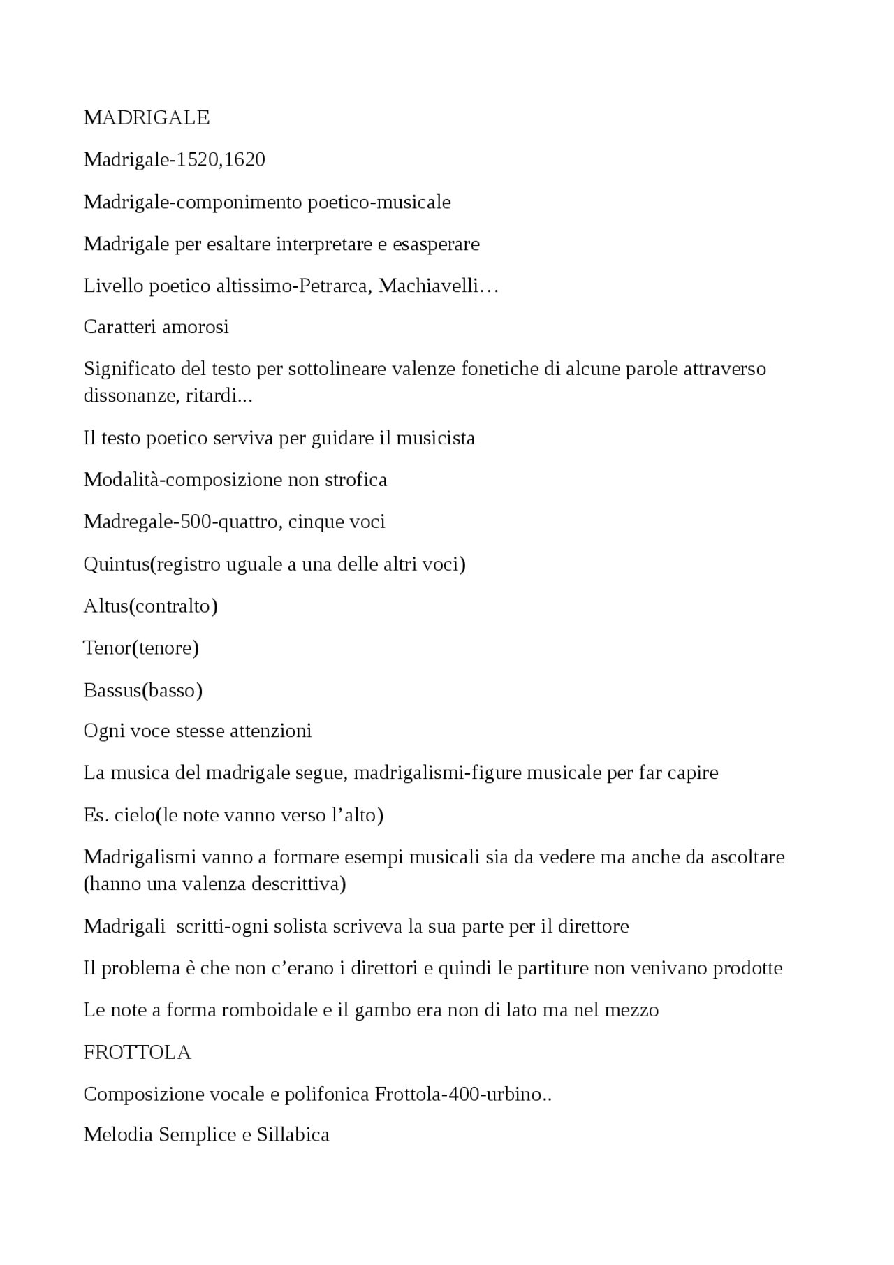 Storia della musica- Il Madrigale - Docsity