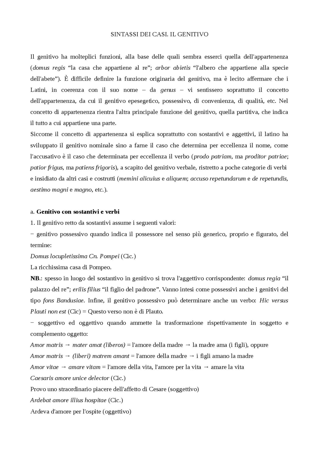 Settima lezione grammatica latina - Docsity