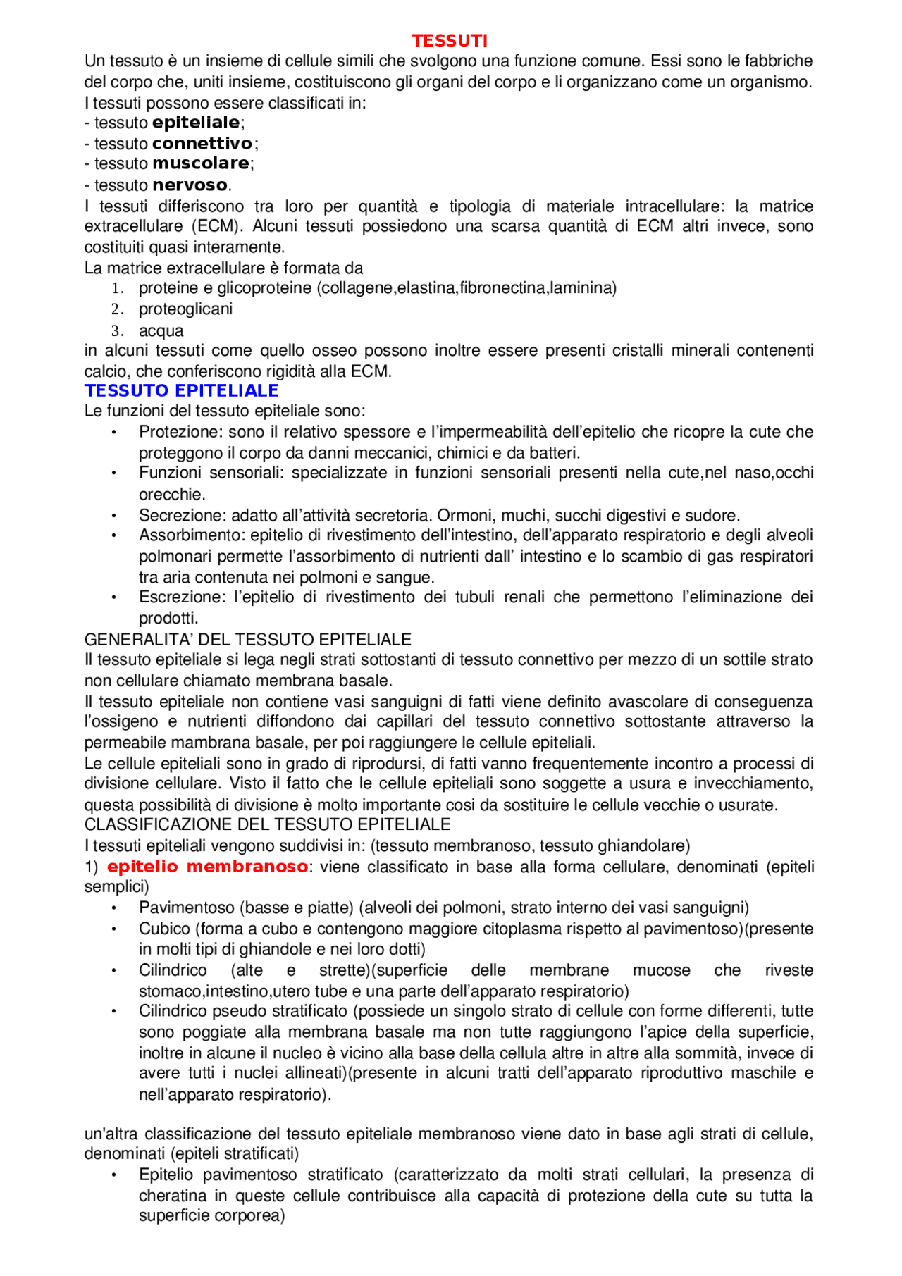 Riassunto Di Anatomia Docsity