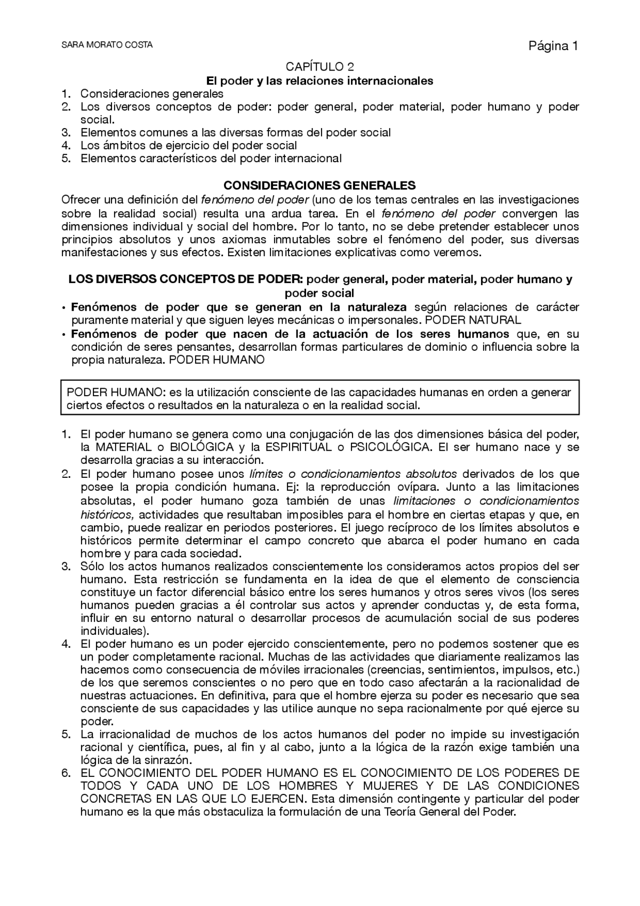 EL PODER Y LAS RELACIONES INTERNACIONALES RESUMEN - Docsity