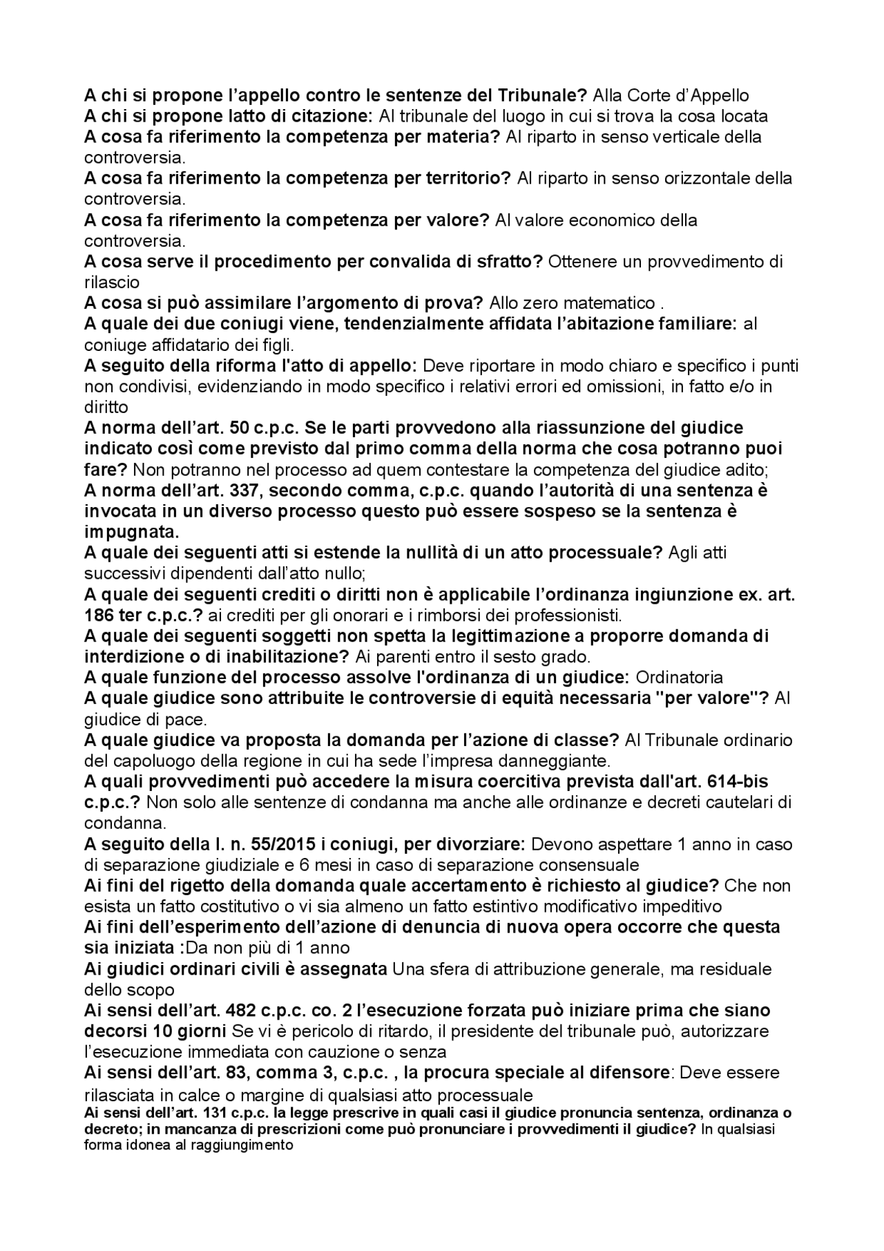 Diritto Processuale Civile Ii Quiz Con Domande E Risposte Esercizi