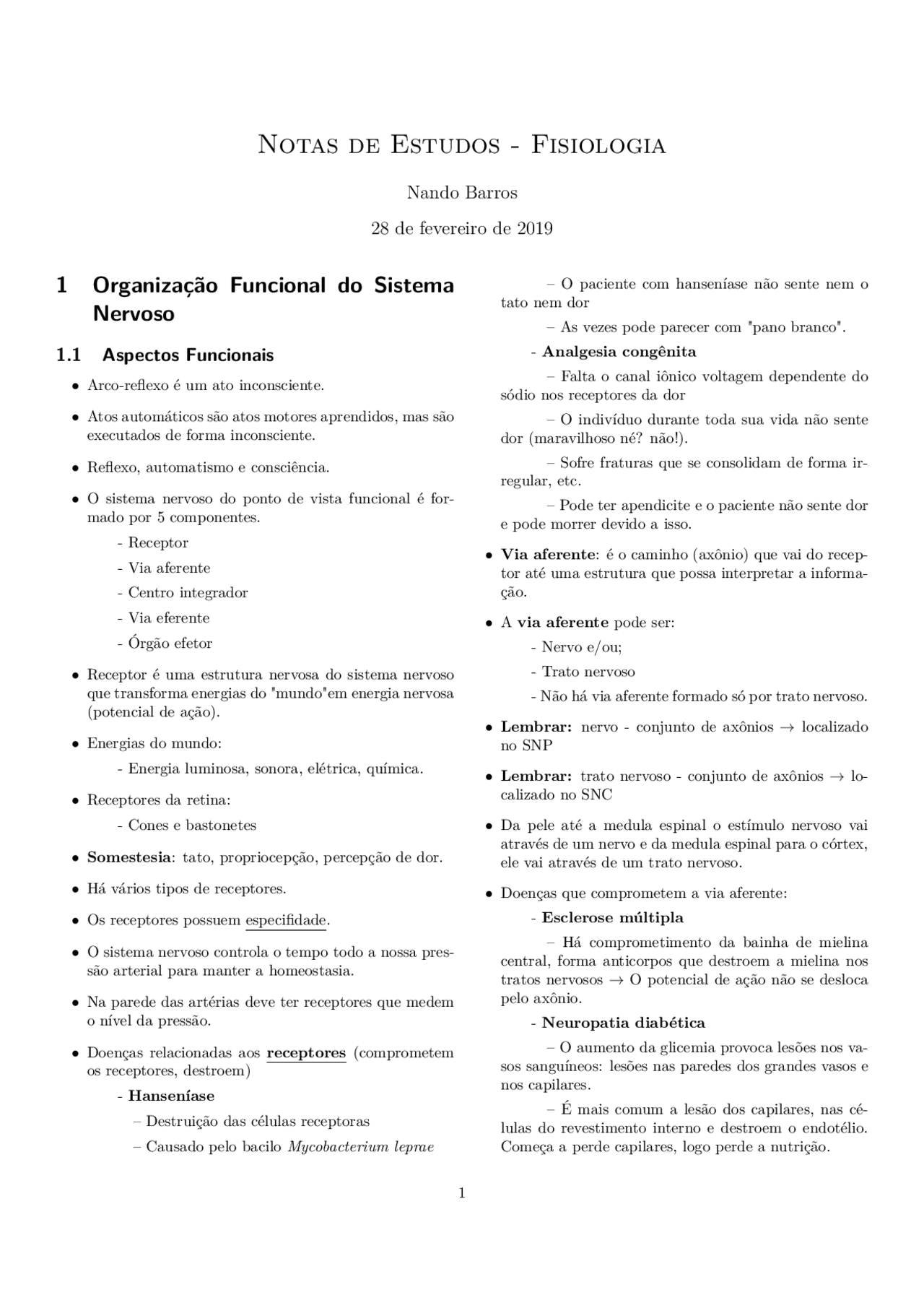 Sistema Nervoso Fisiologia Docsity