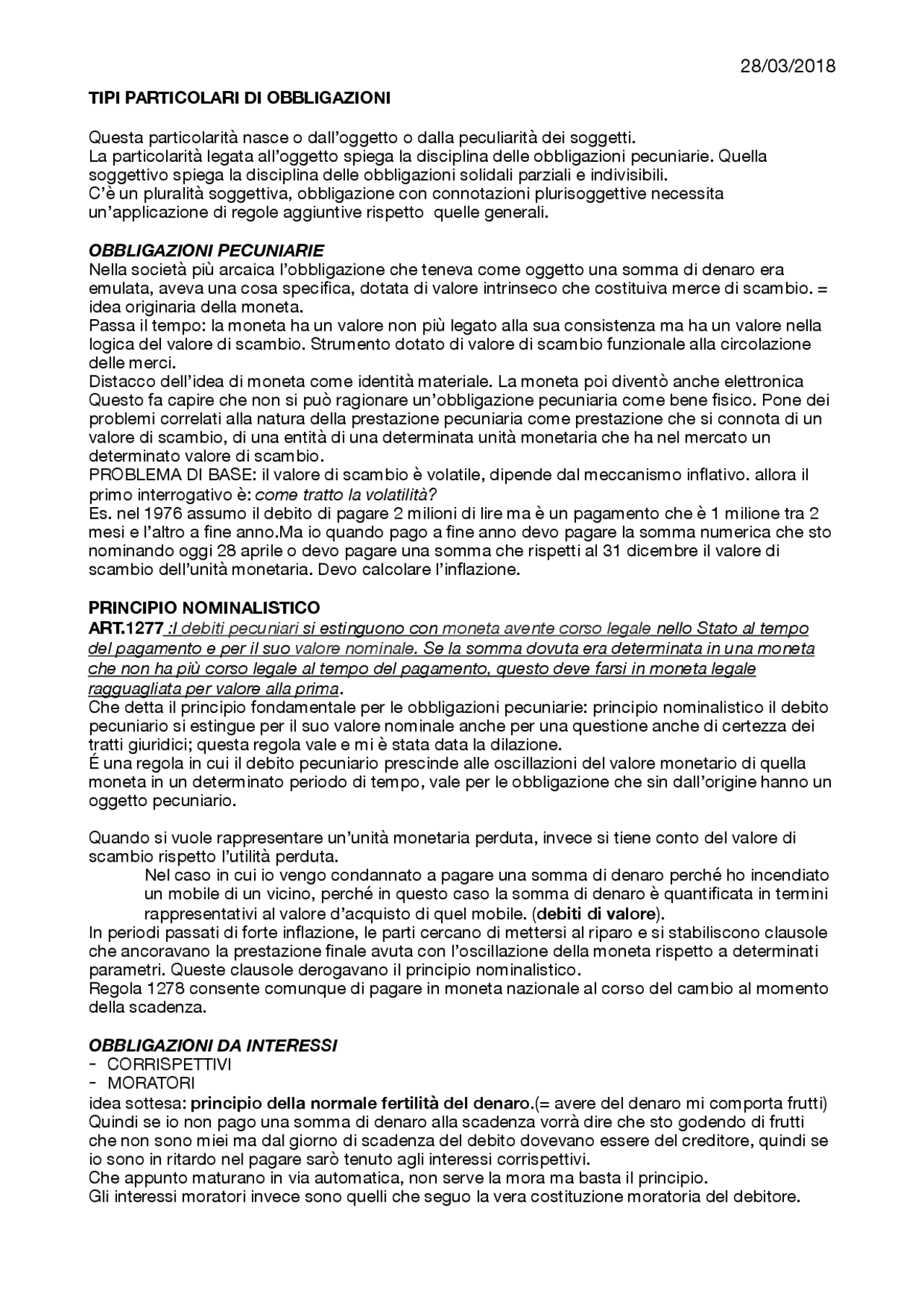Obbligazioni Particolari Docsity
