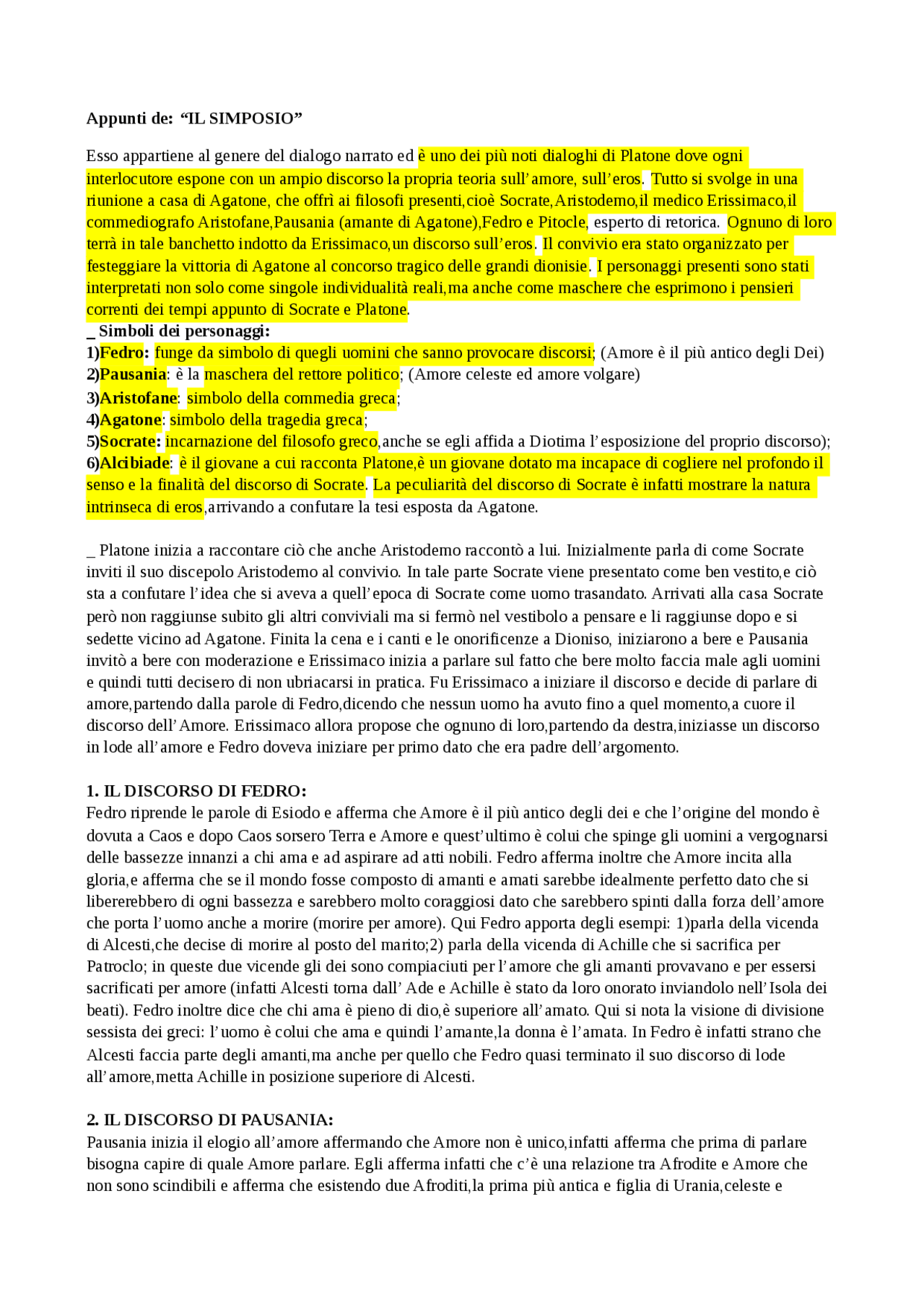 Il Simposio Filosofia Docsity