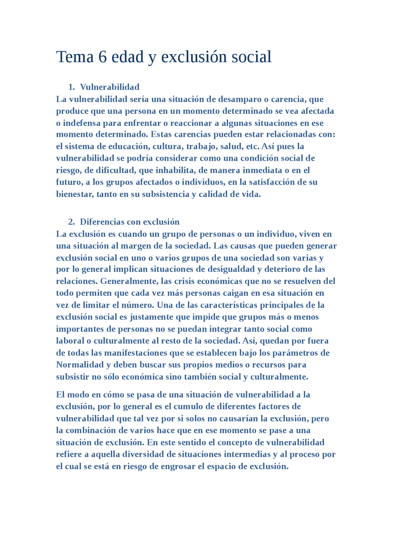 Tema 6 Exclusión E Inclusión Social Resumen Docsity