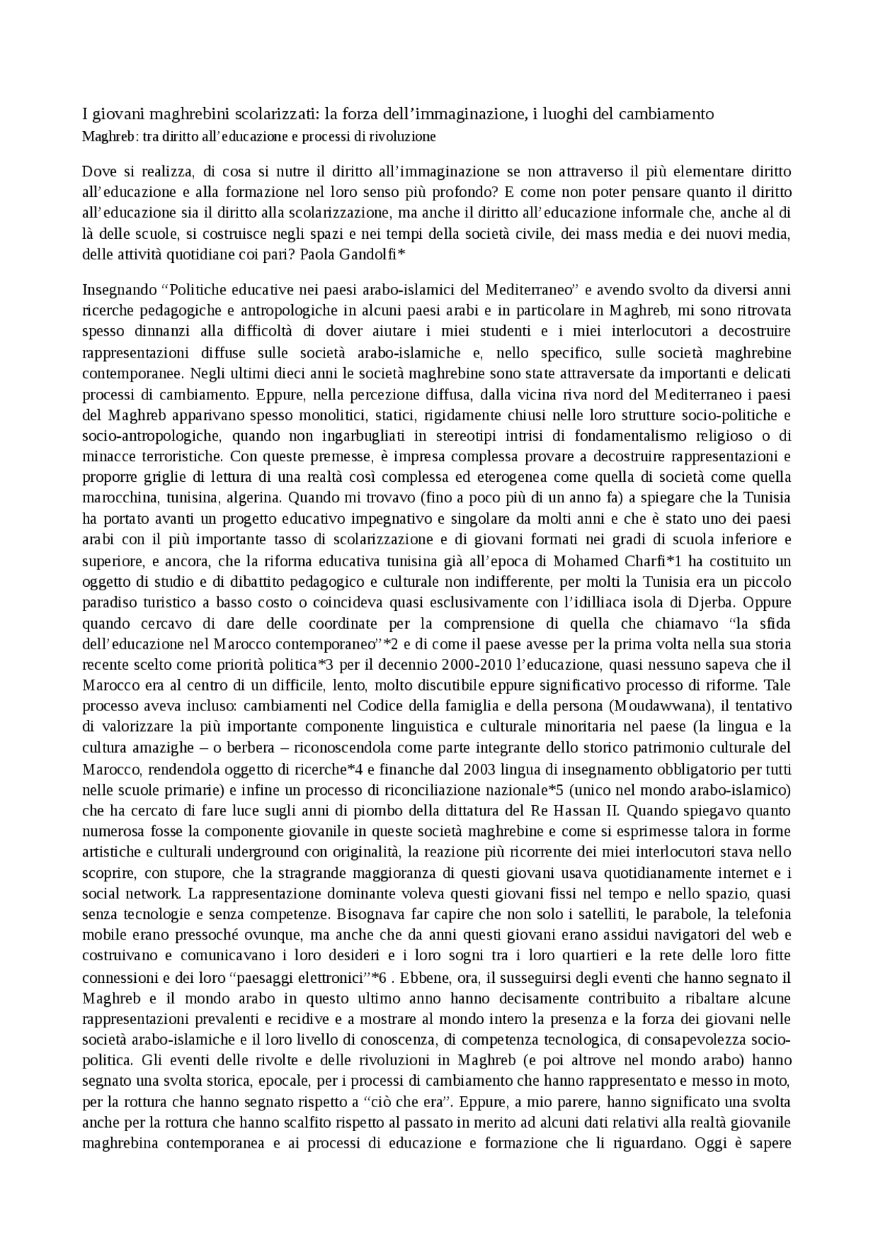 I Giovani Maghrebini Scolarizzati Docsity
