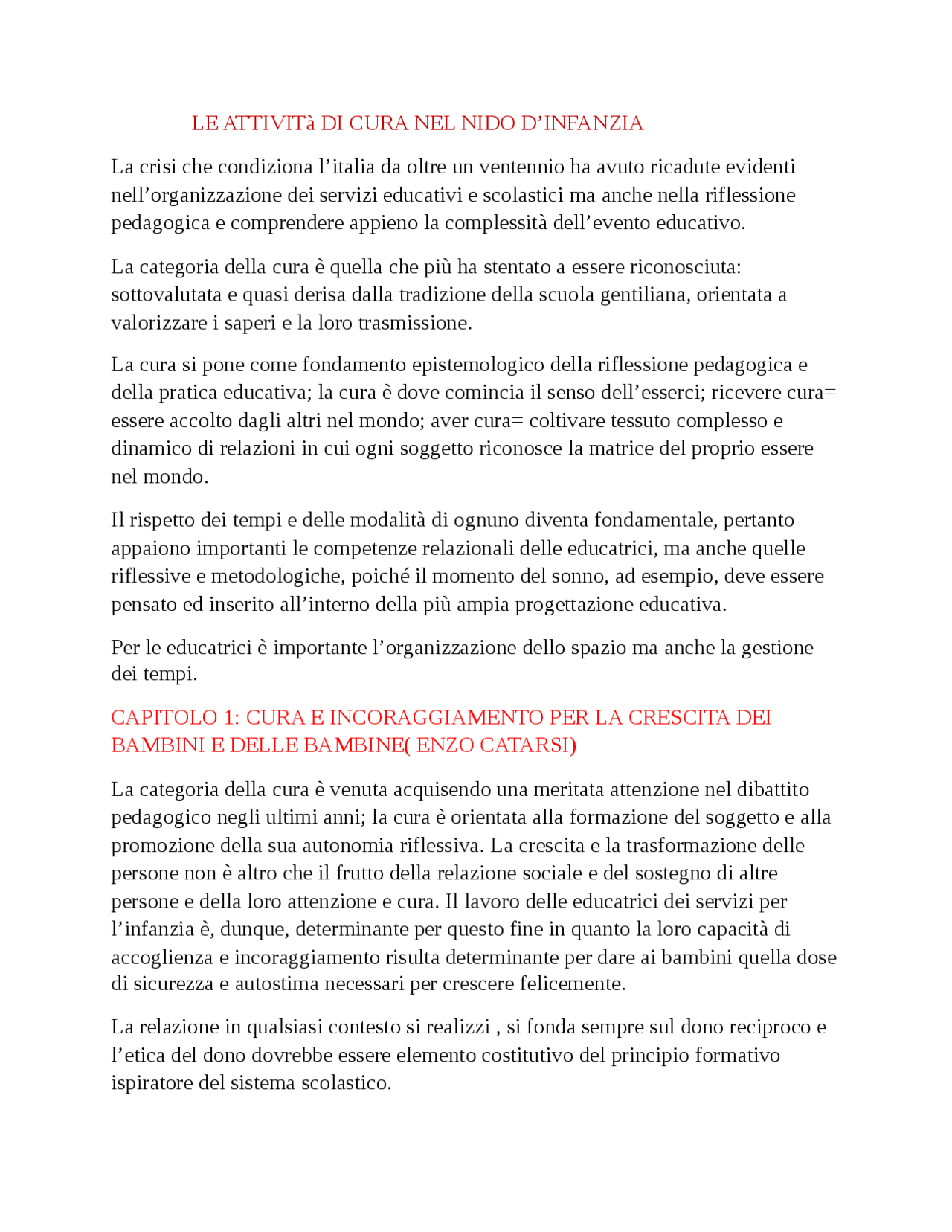 Le Attività Di Cura Nel Nido Dinfanzia Docsity