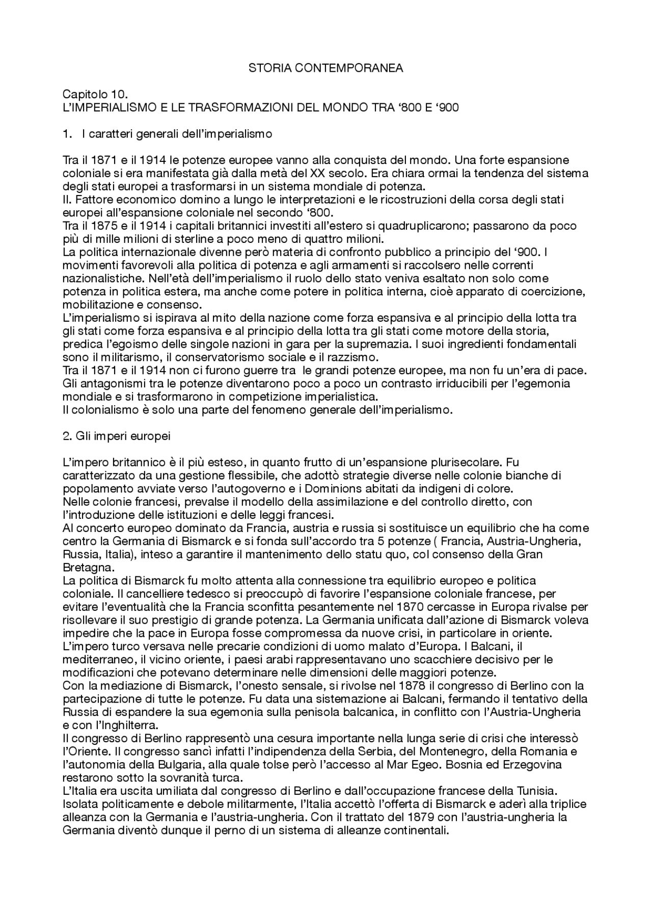 Manuale Storia Contemporanea Docsity