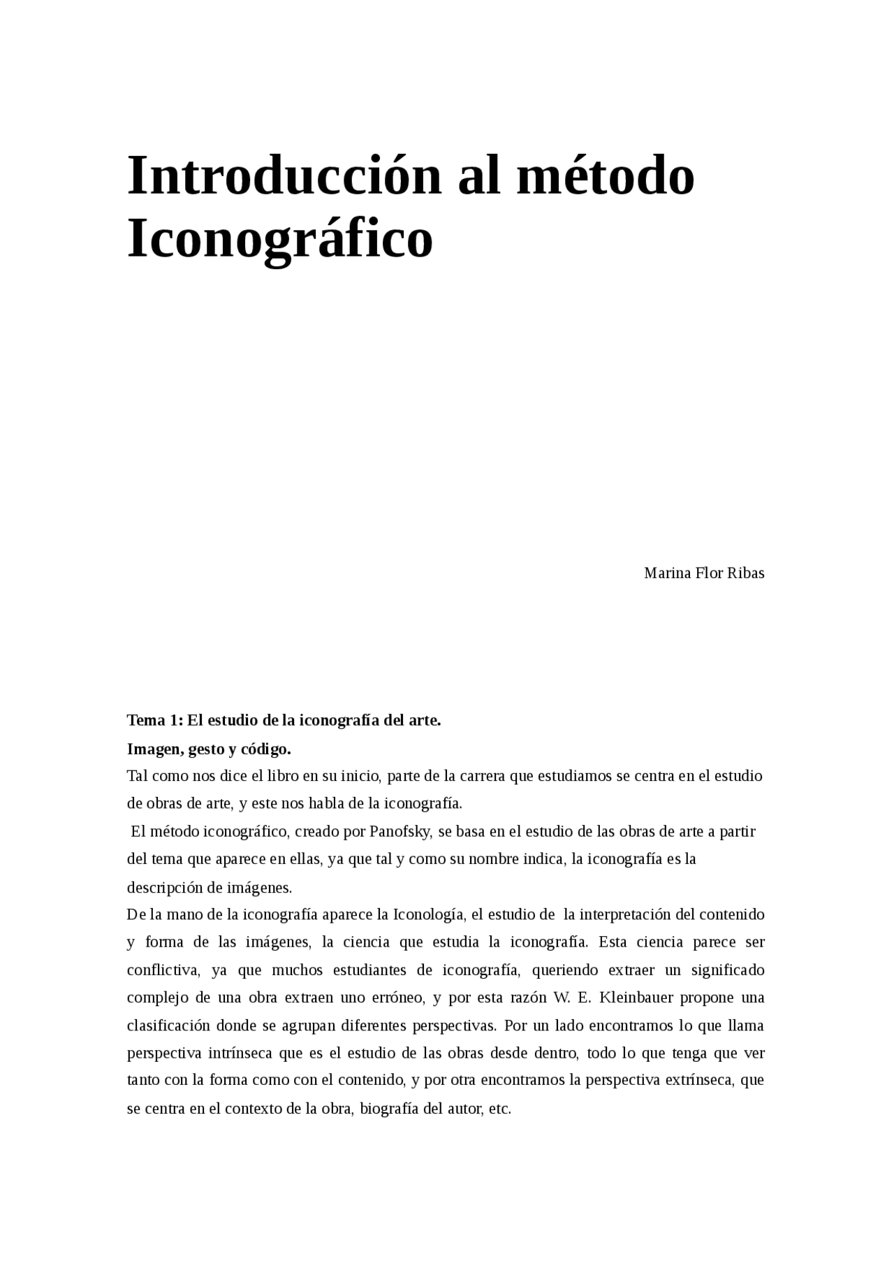 Introducción al metodo iconografico | Resúmenes de Arte | Docsity